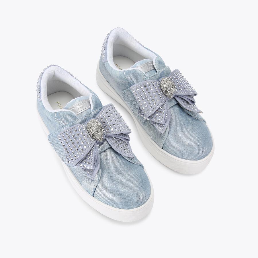 MINI LANEY BOW Denim Bow Sneakers by KURT GEIGER LONDON MINI LANEY BOW Denim Bow Sneakers by KURT GEIGER LONDON