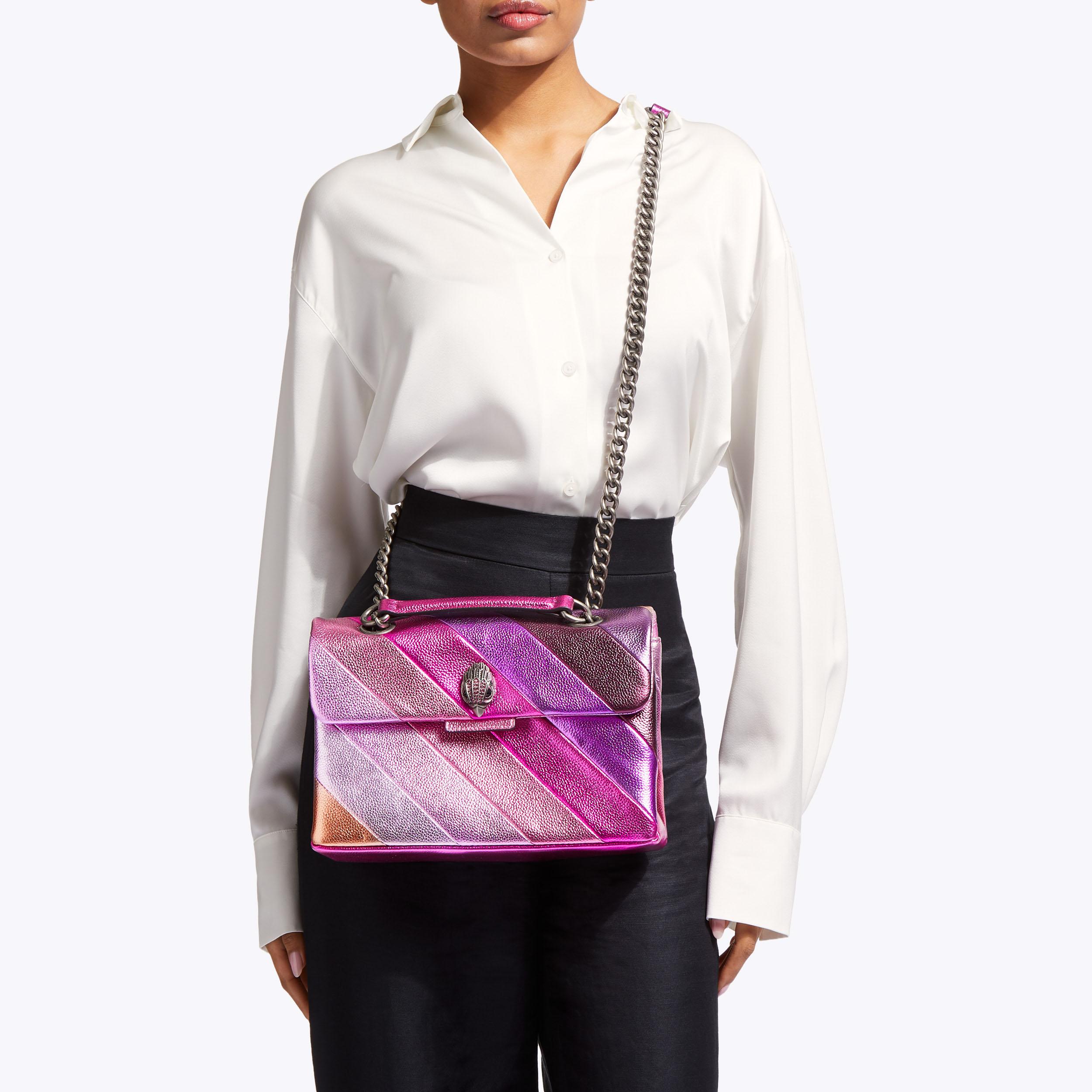 KENSINGTON LEATHER Pink Stripe Leather Cross Body Purse by KURT GEIGER ...