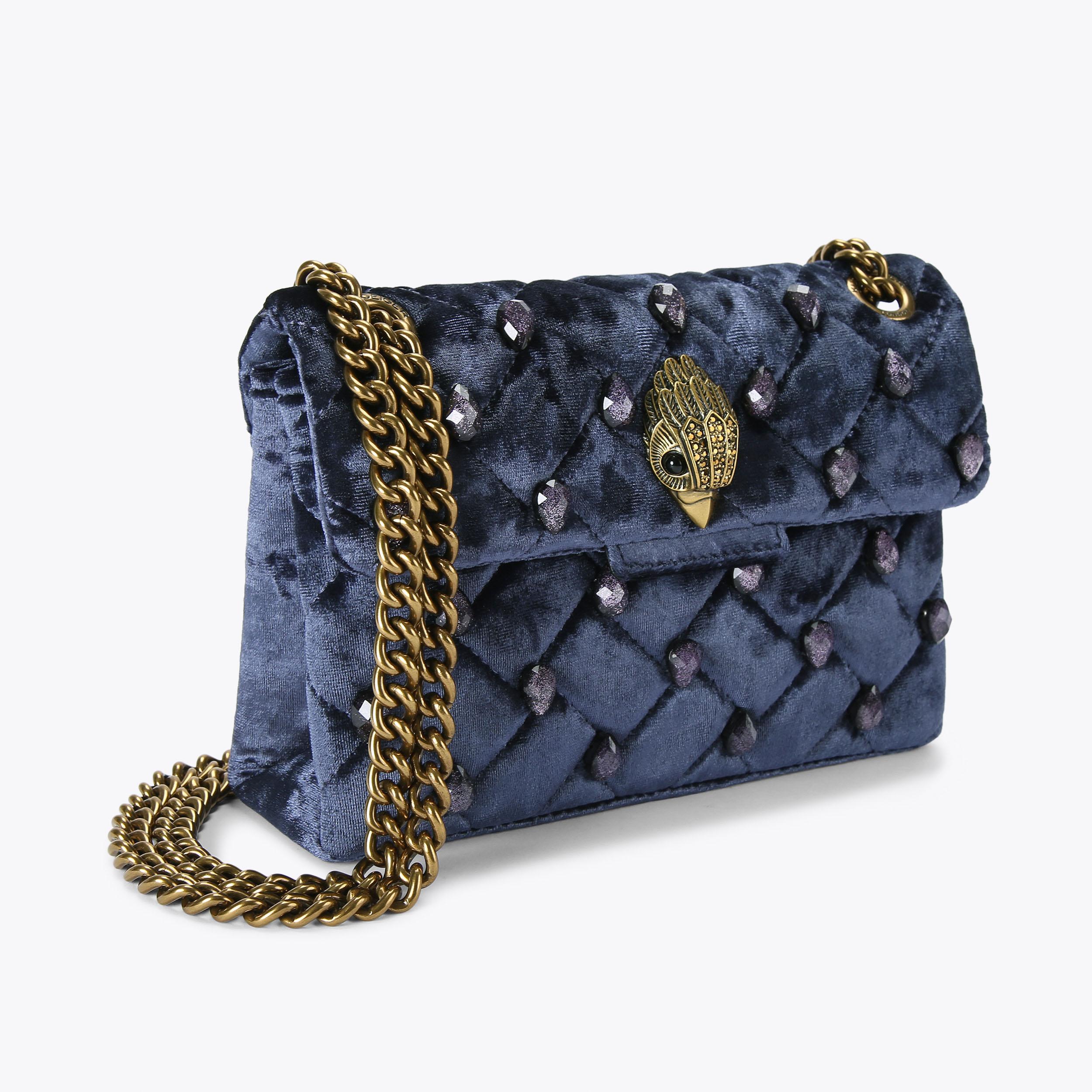 MINI KENSINGTON CRYSTALS Dark Blue Velvet Cross Body Purse by KURT ...