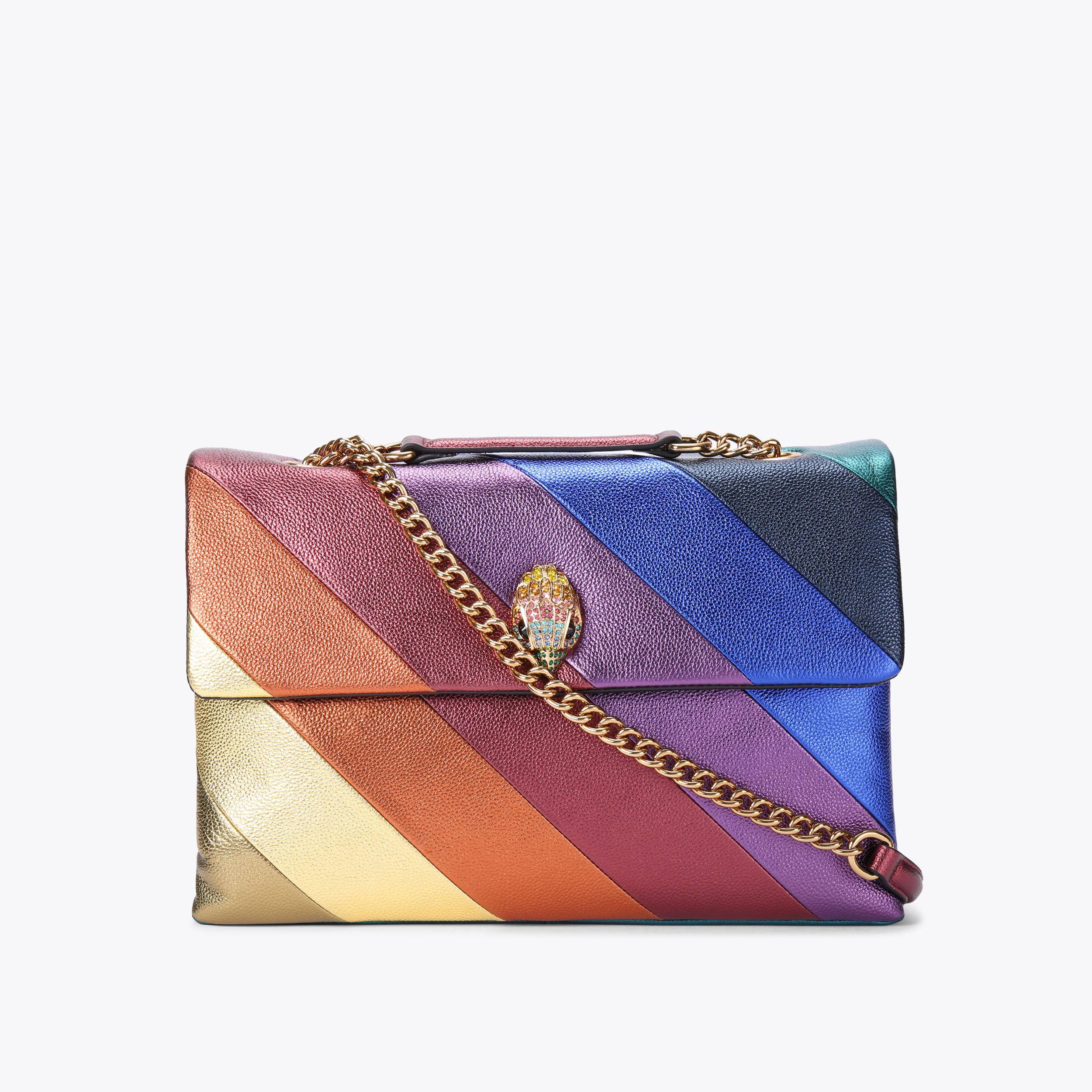 XXL KENSINGTON LEATHER Striped Leather Shoulder Purse by KURT GEIGER LONDON