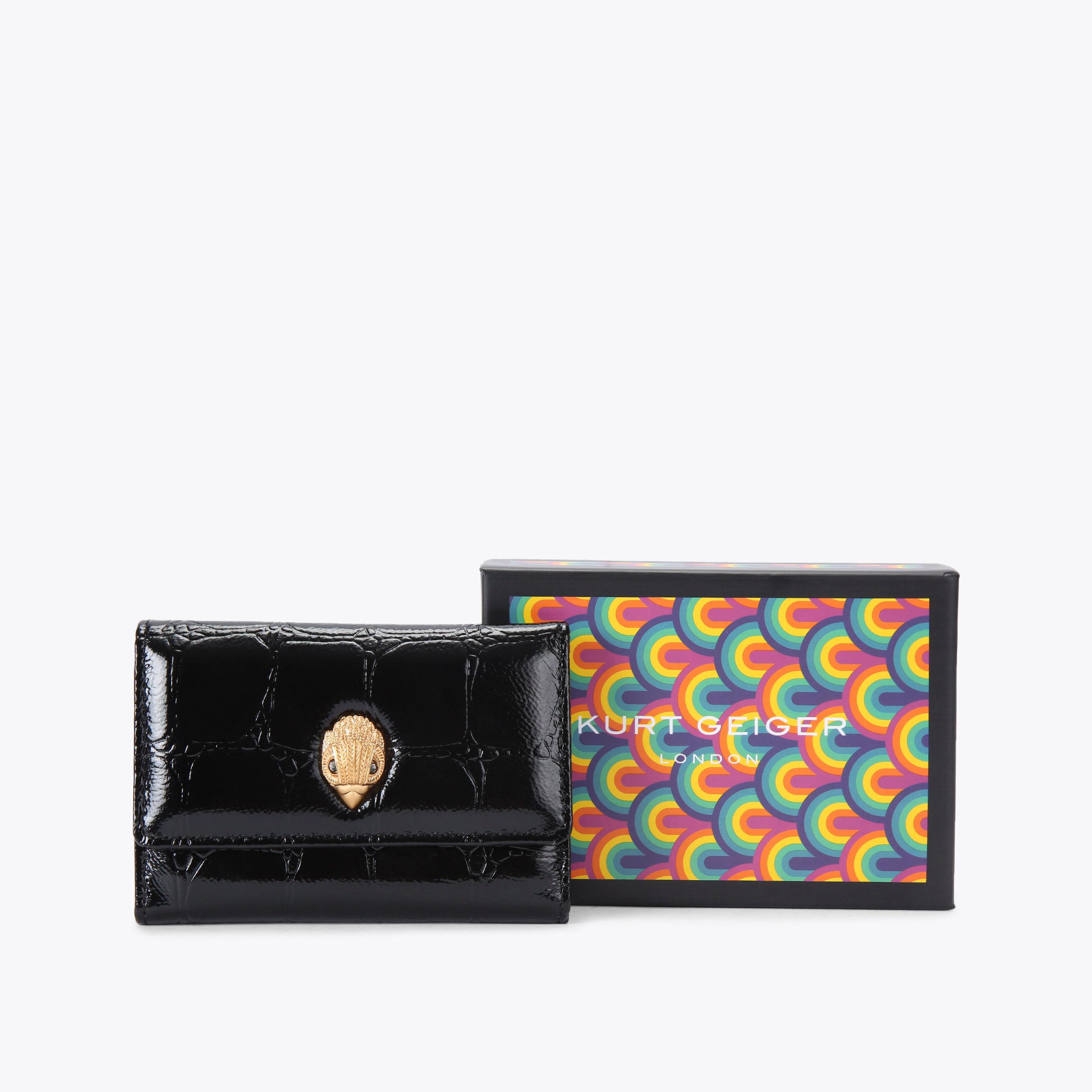 FLAP MULTI CARD HOLDER Black Croc Card Holder by KURT GEIGER LONDON