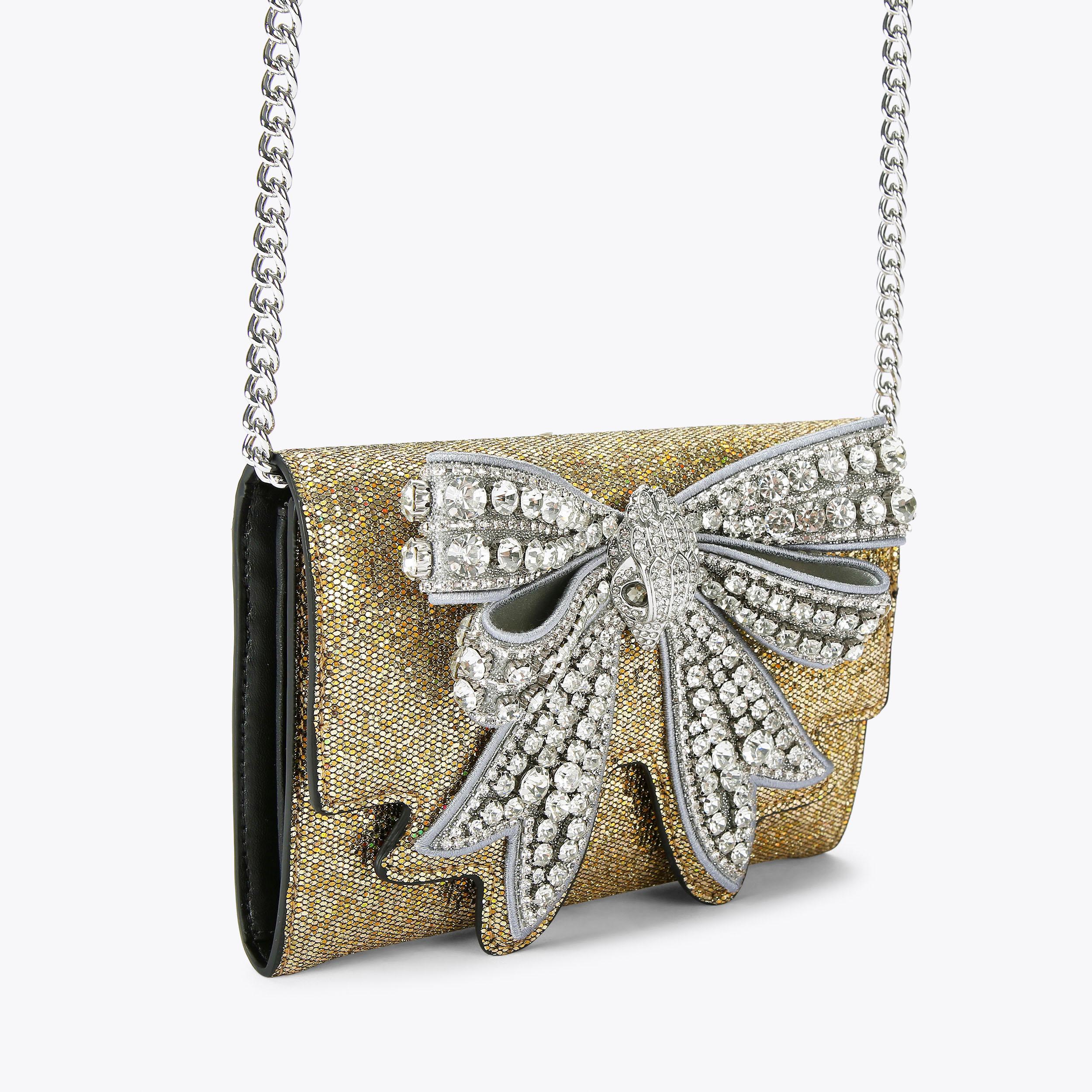 BOW SHOREDITCH CH WALLET Gold Glitter Wallet On Chain by KURT GEIGER LONDON