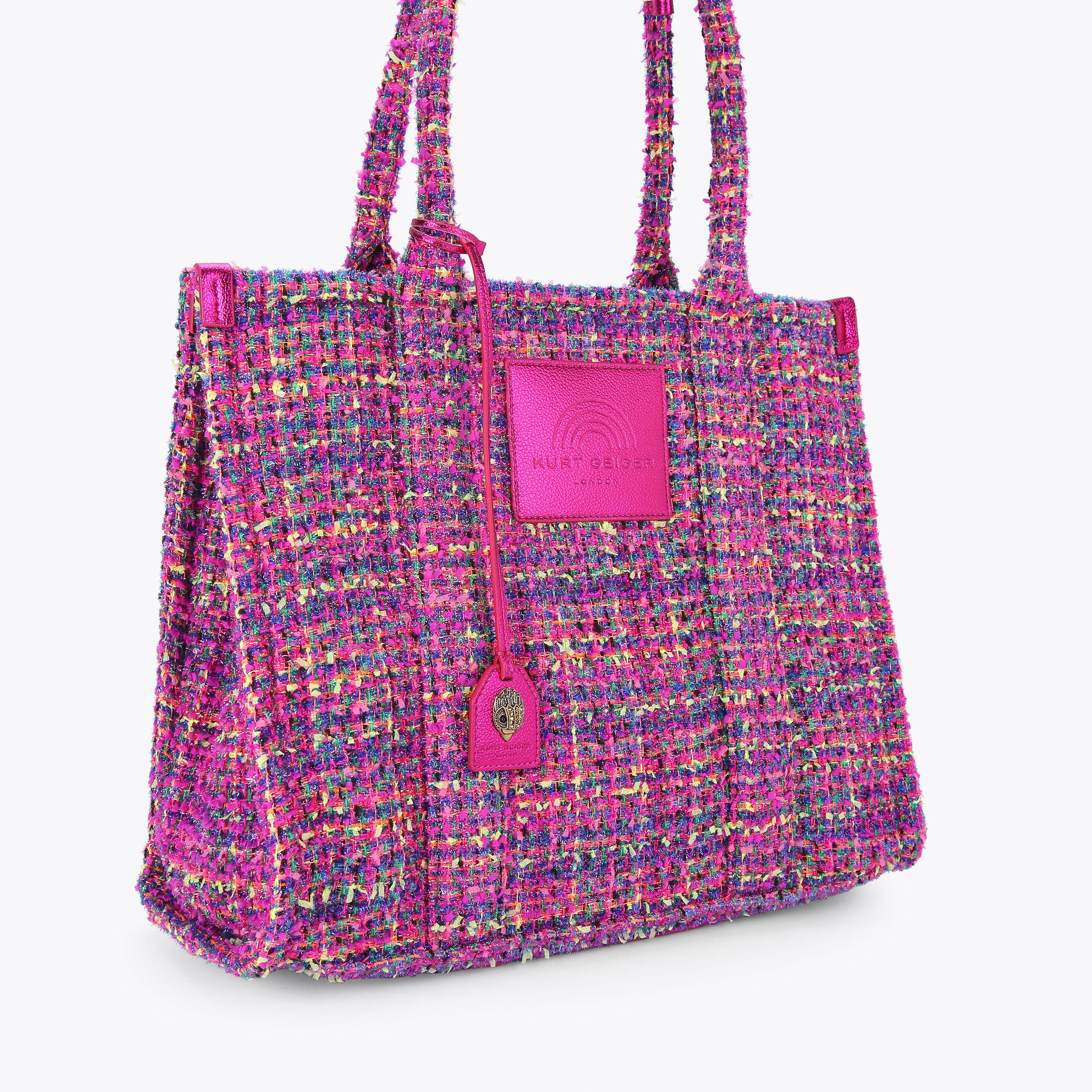 TWEED LG SOUTHBANK TOTE Pink Tweed Tote Purse by KURT GEIGER LONDON