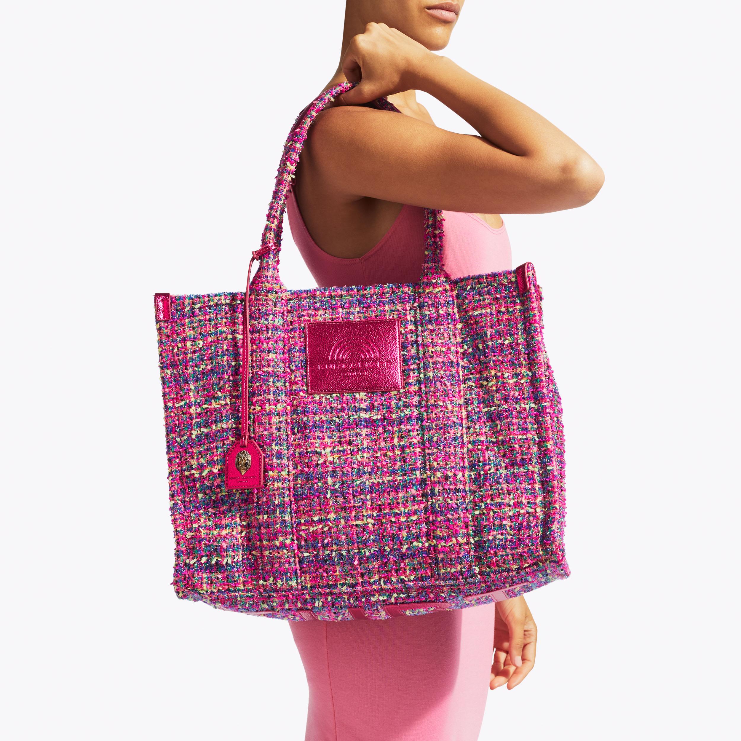 TWEED LG SOUTHBANK TOTE Pink Tweed Tote Purse by KURT GEIGER LONDON