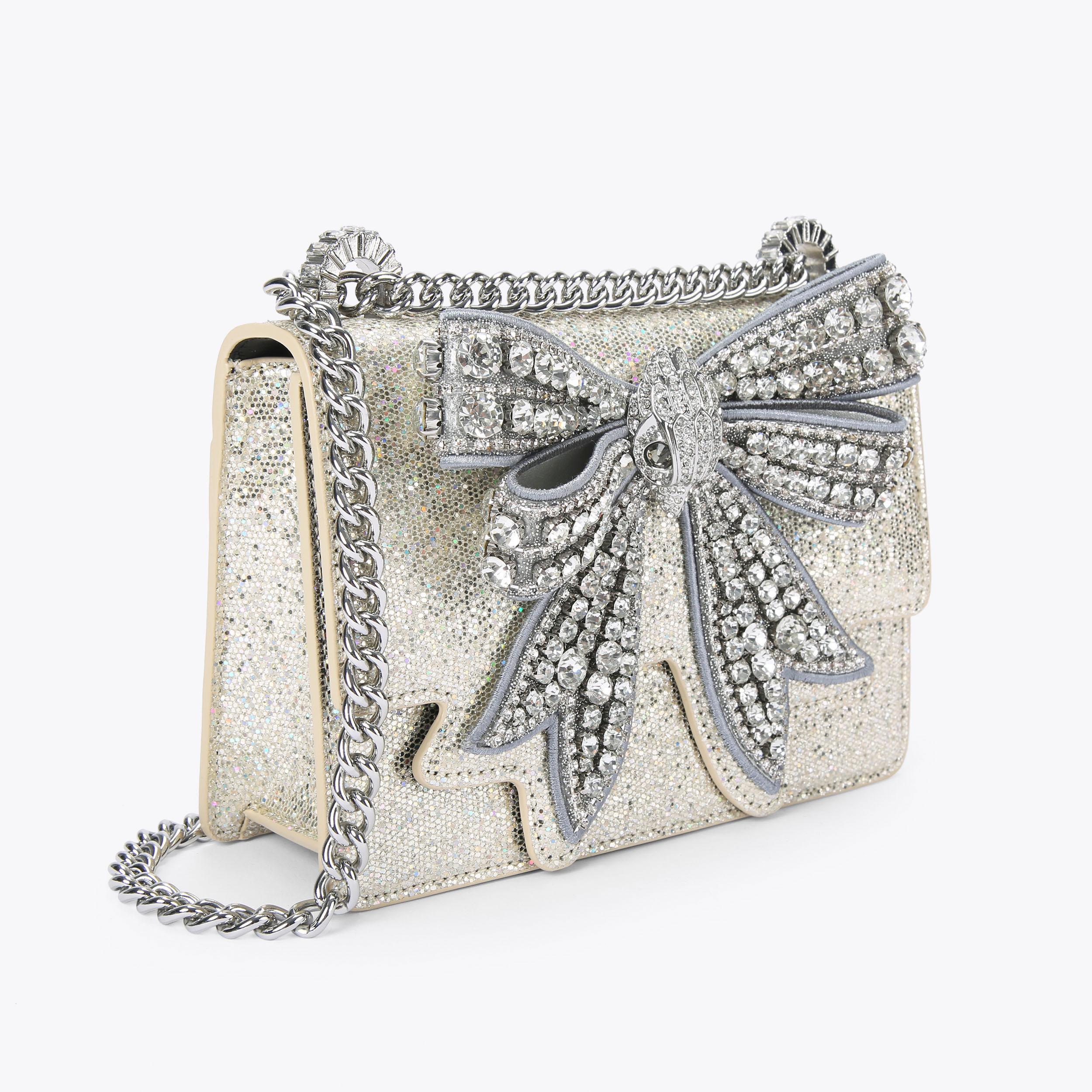 BOW SMALL SHOREDITCH Silver Cross Body Purse by KURT GEIGER LONDON