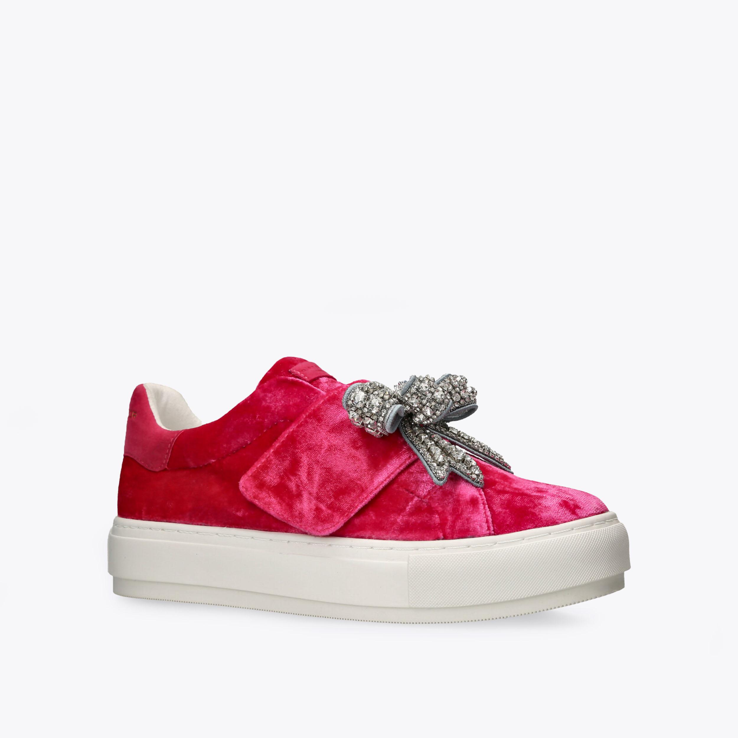 LANEY BOW Fuchsia Velvet Sneaker by KURT GEIGER LONDON