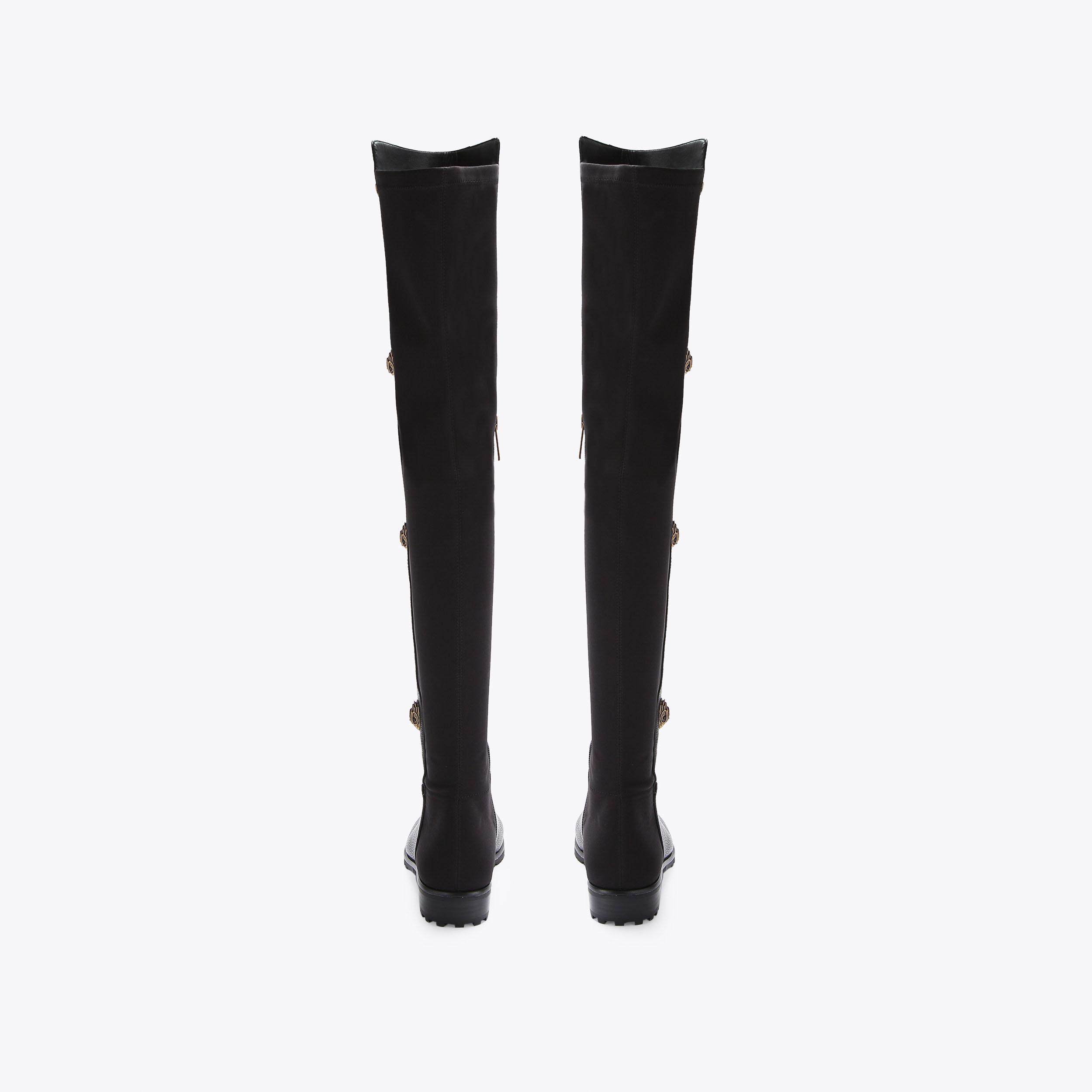 SHOREDITCH OTK FLAT BOOT Black Flat Leather Boot by KURT GEIGER LONDON
