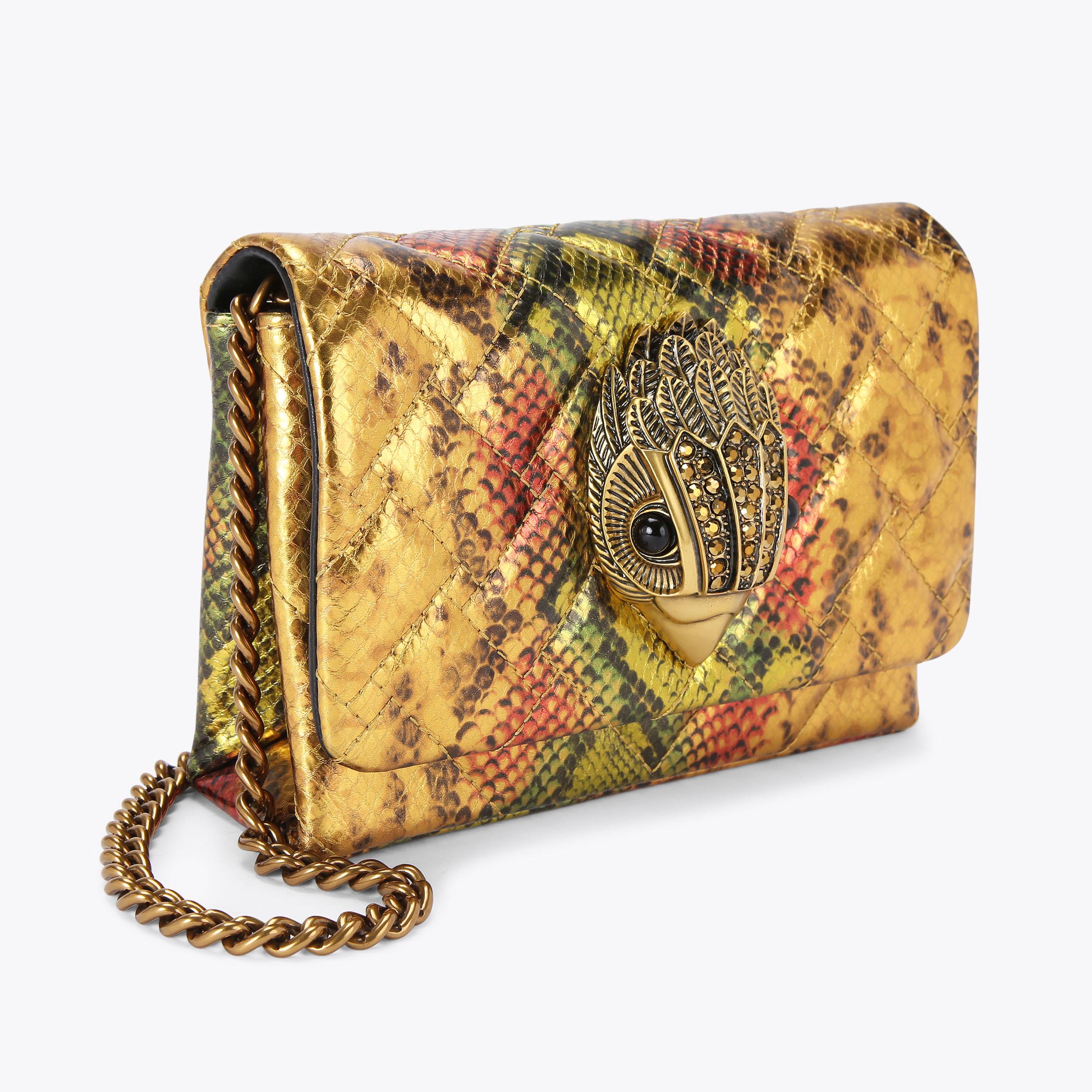 KENSINGTON LONG FLAP Gold Metallic Snake Print Cross Body by KURT ...