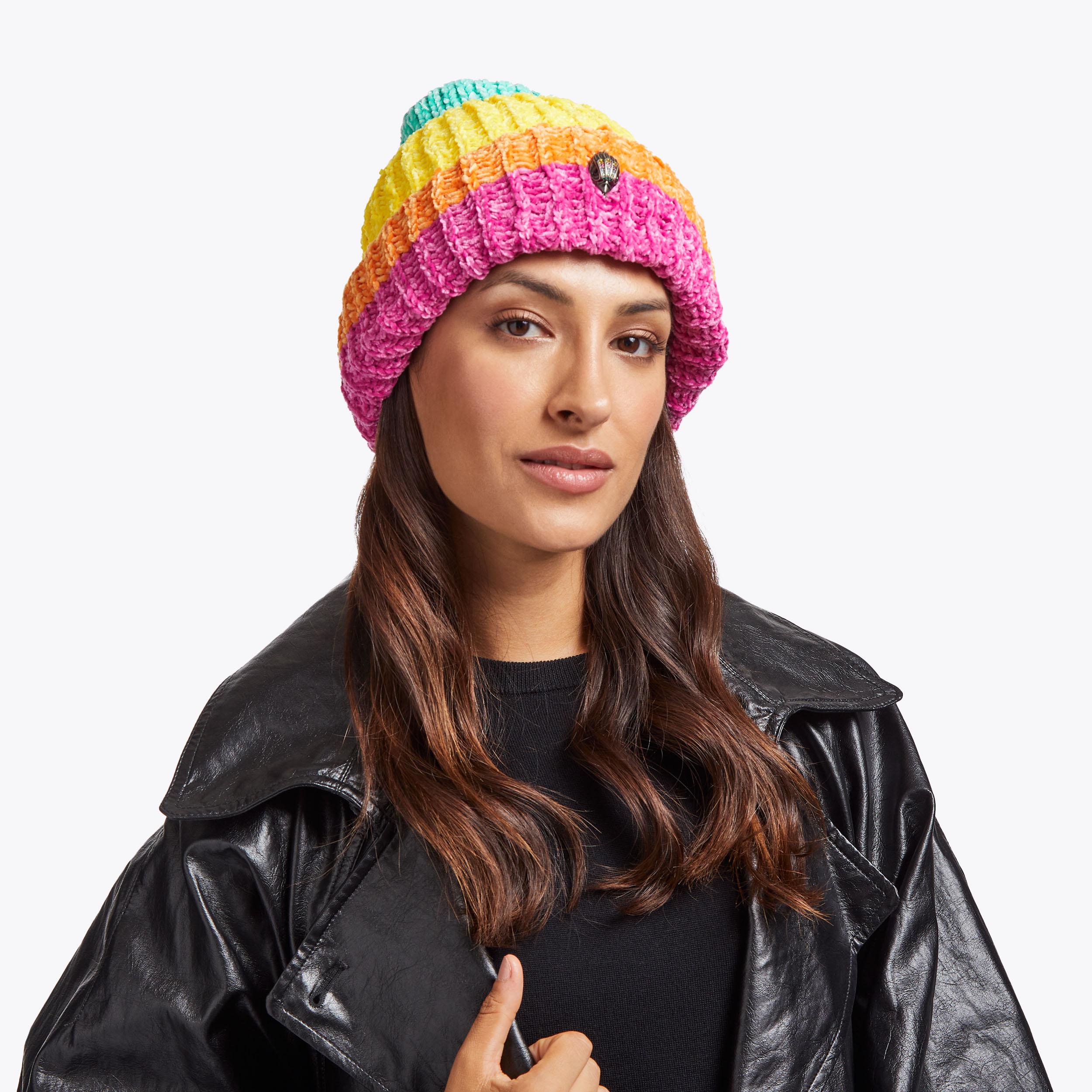 COSY EAGLE BEANIE Rainbow Stripe Beanie by KURT GEIGER LONDON