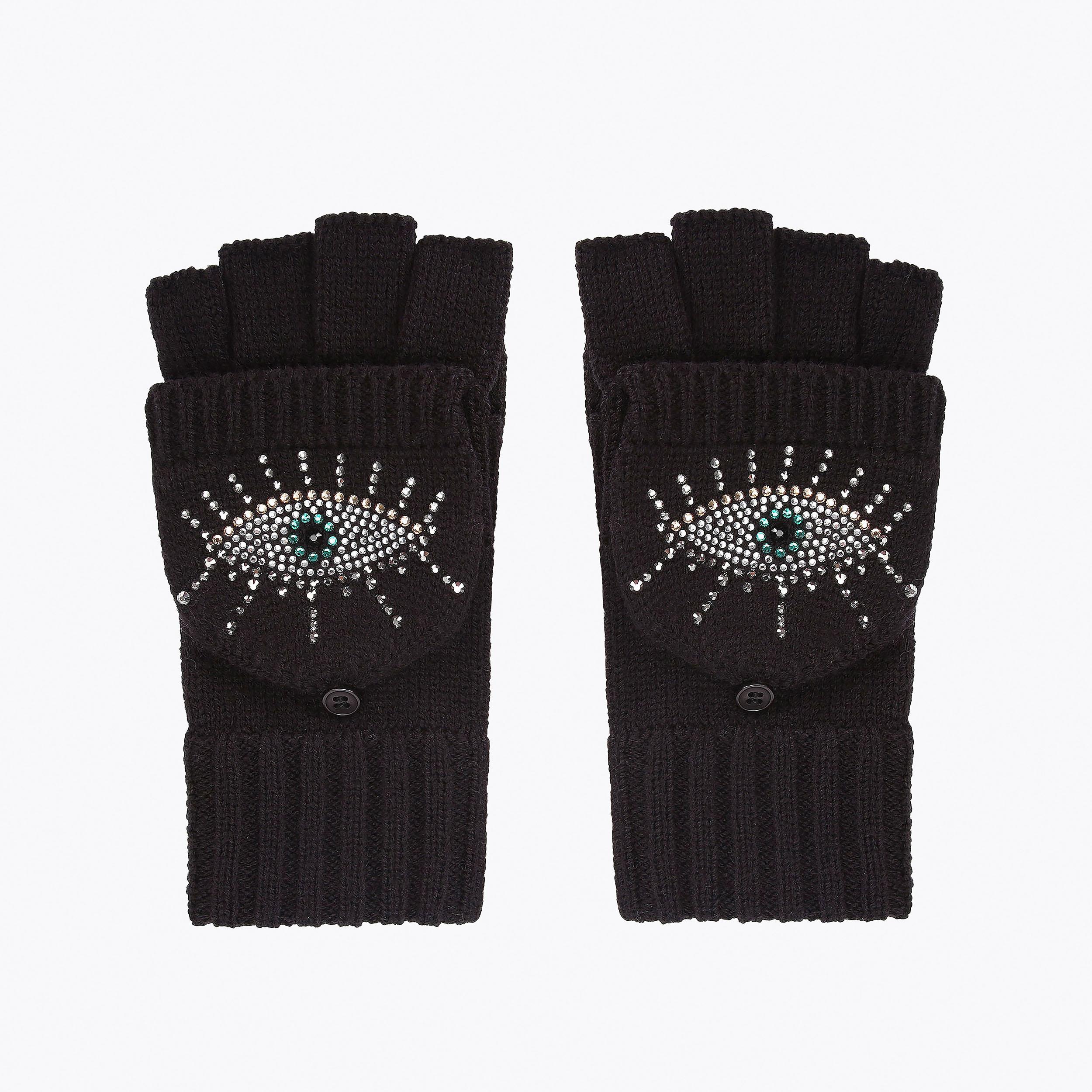 EVIL EYE MITTEN Black Knitted Mittens by KURT GEIGER LONDON