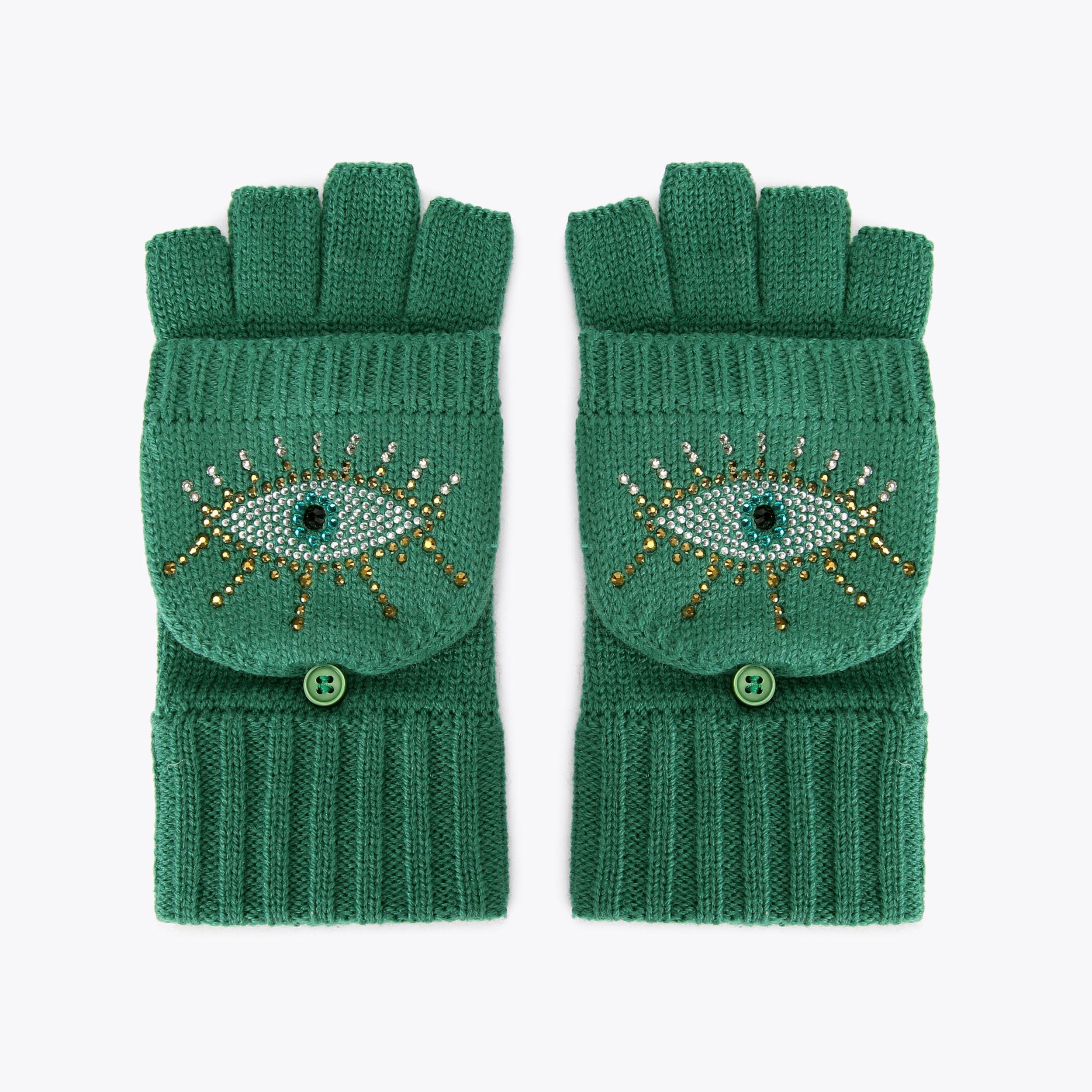EVIL EYE MITTEN Green Knitted Mitten Gloves by KURT GEIGER LONDON