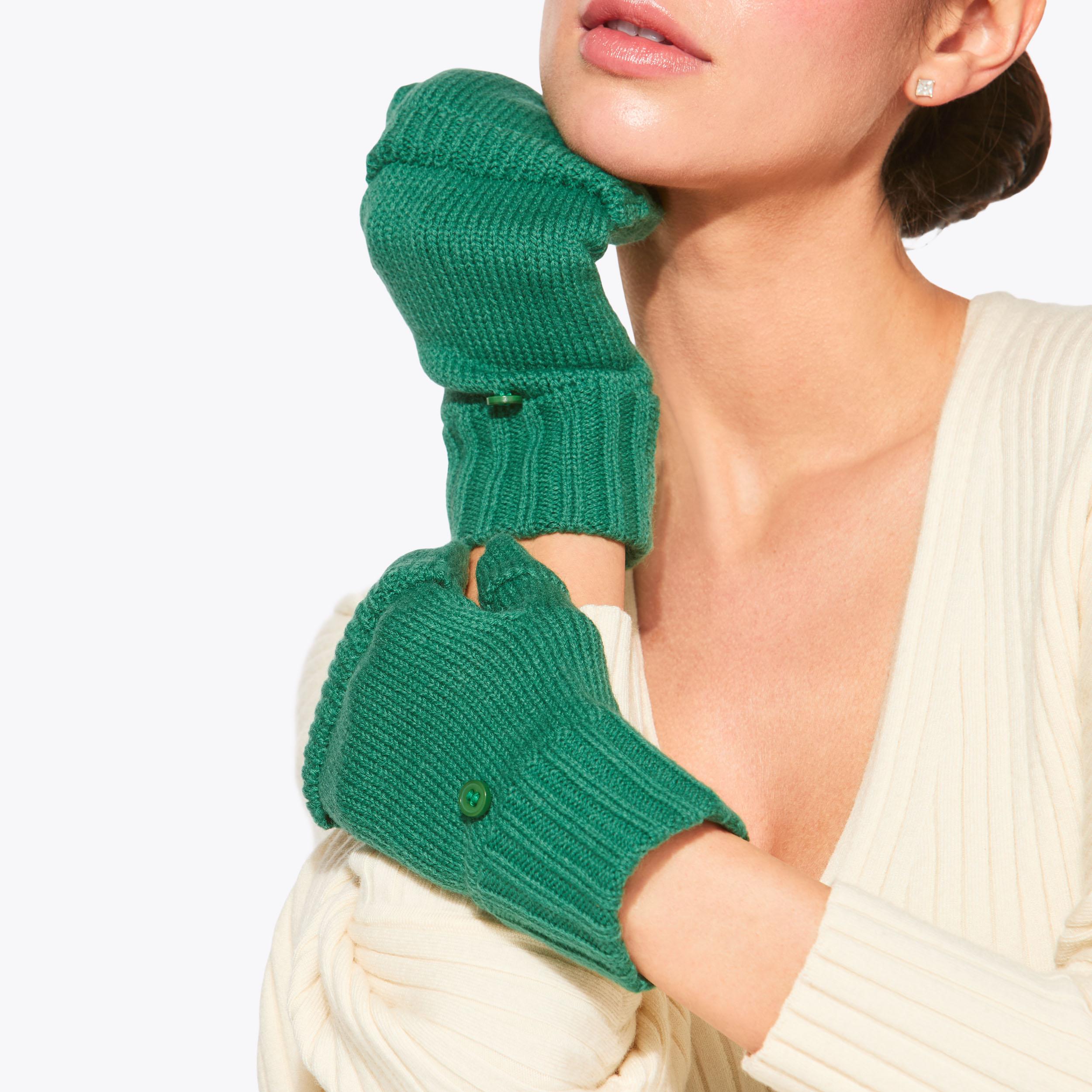 EVIL EYE MITTEN Green Knitted Mitten Gloves by KURT GEIGER LONDON