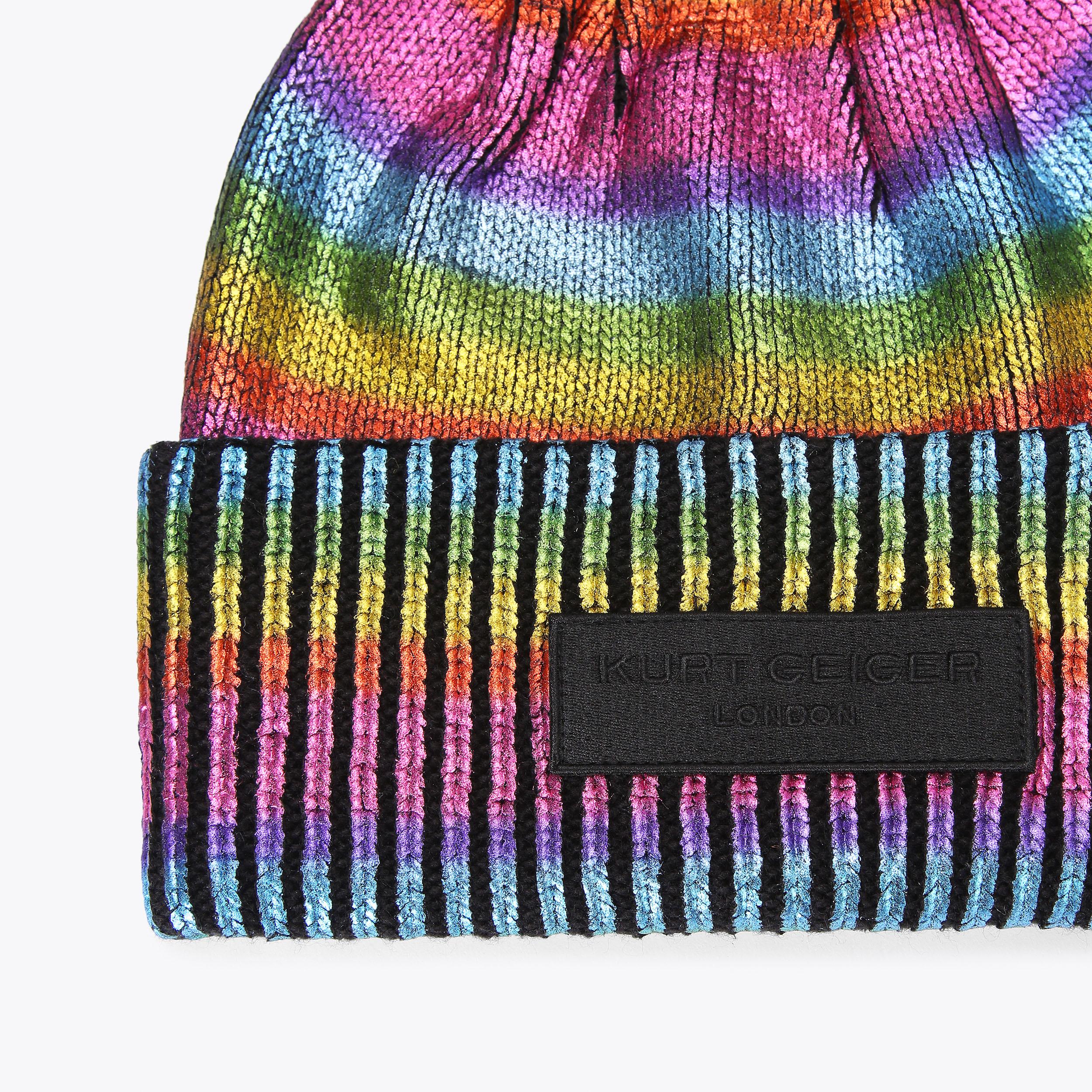 METALLIC RIB BEANIE Rainbow Metallic Beanie by KURT GEIGER LONDON