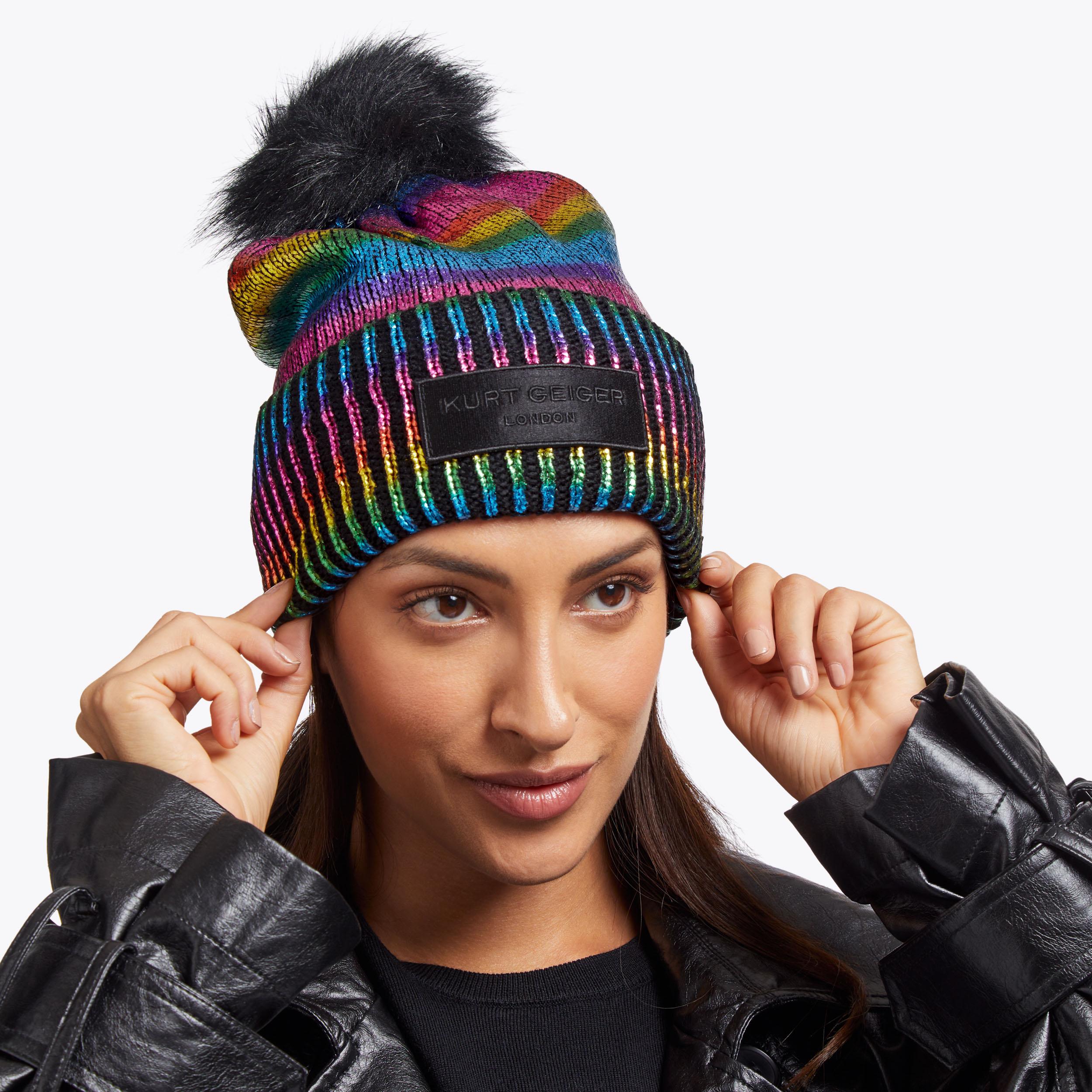 METALLIC RIB BEANIE Rainbow Metallic Beanie by KURT GEIGER LONDON