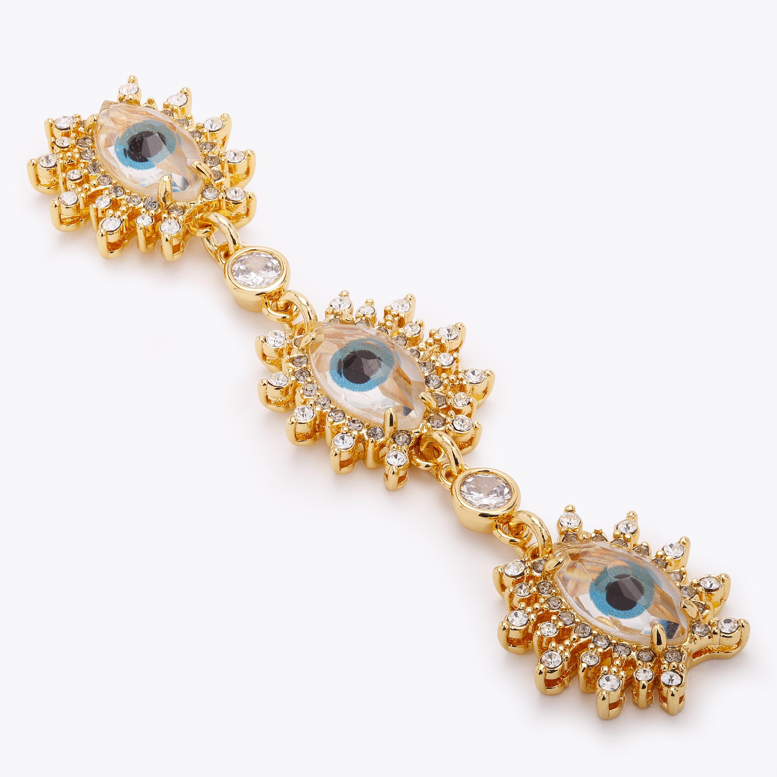 CRYSTAL EYE LINEARS Gold Eye Earrings by KURT GEIGER LONDON