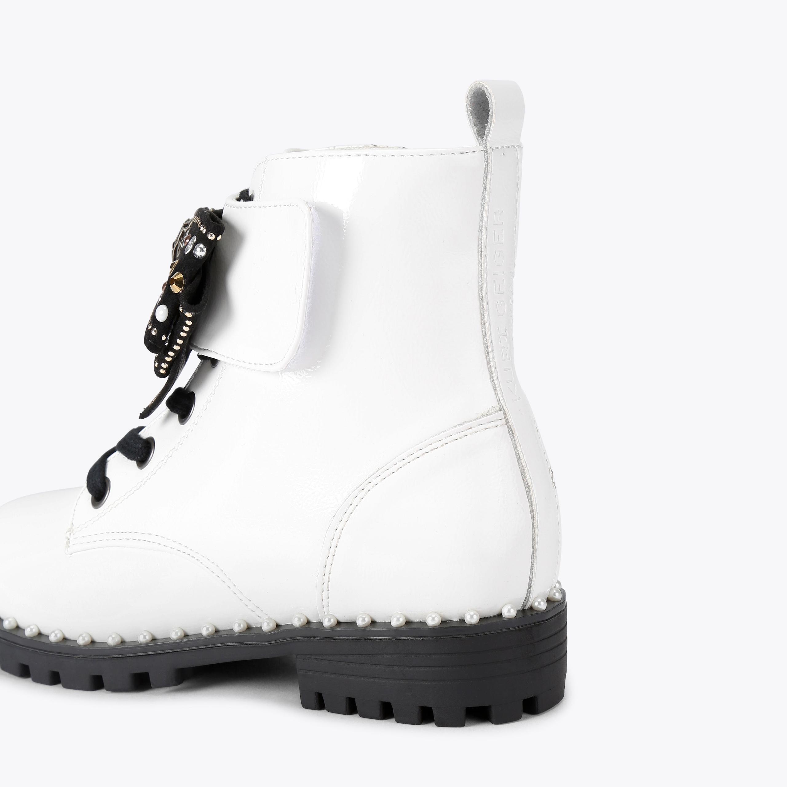 KENSINGTON STRAP BOW White Leather Lace Up Shoe by KURT GEIGER LONDON