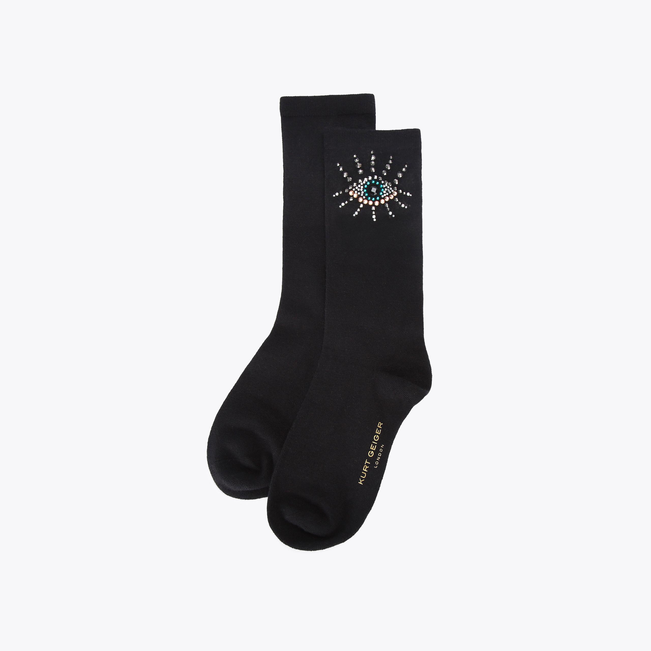 EVIL EYE GEM SOCK Black Evil Eye Sock by KURT GEIGER LONDON