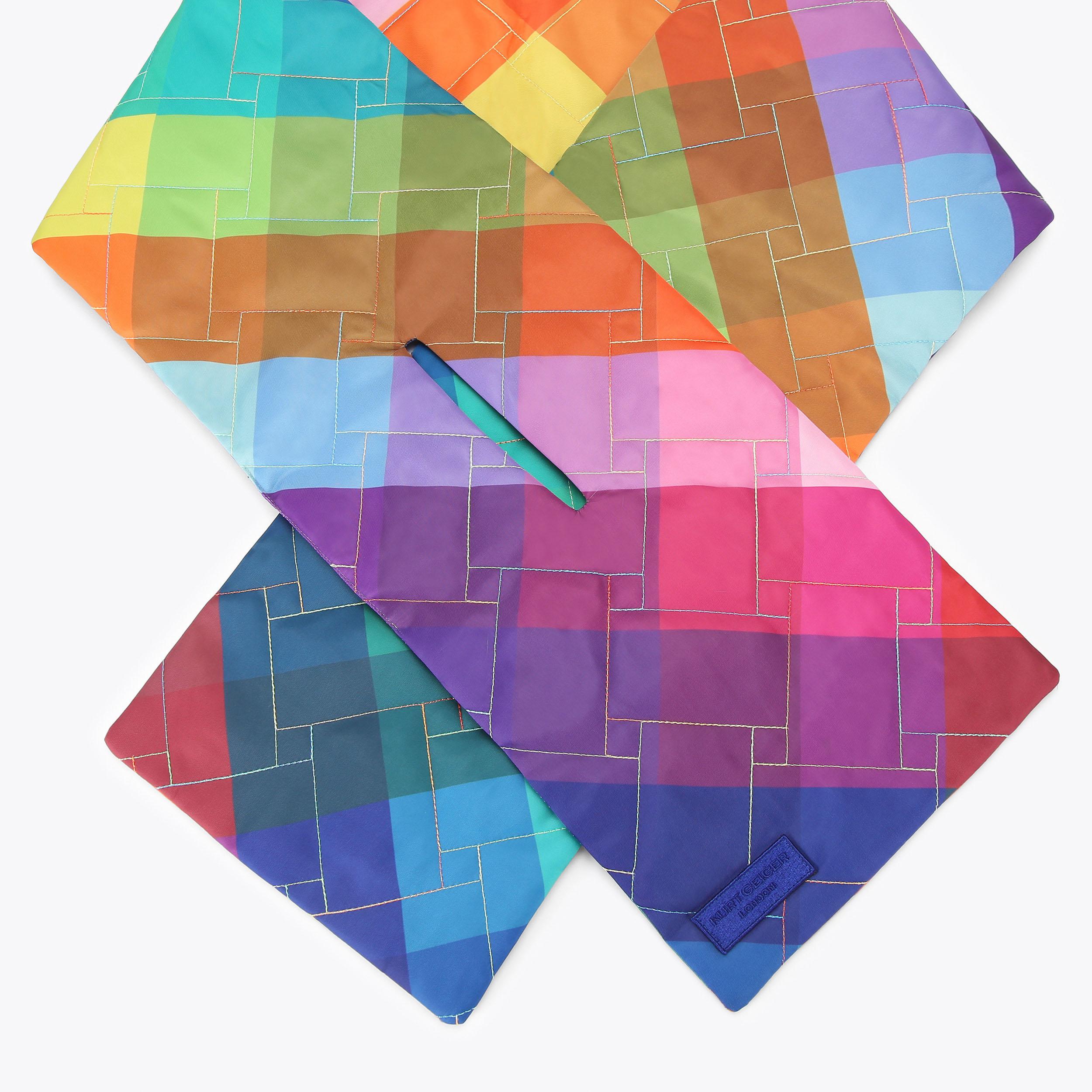 PUFFER SCARF Rainbow Pixel Scarf by KURT GEIGER LONDON