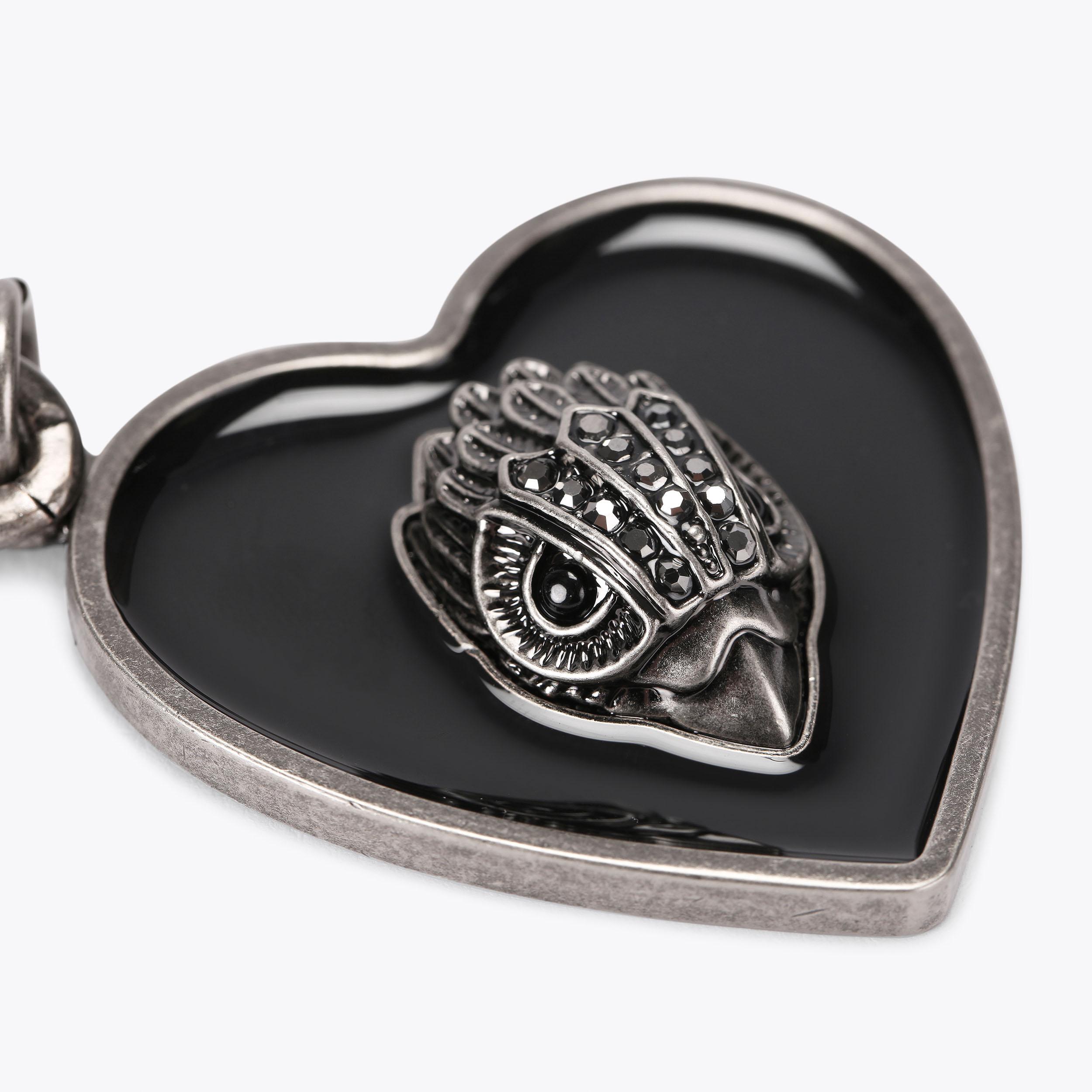 ENAMEL HEART KEYRING Black Enamel Heart Keychain by KURT GEIGER LONDON