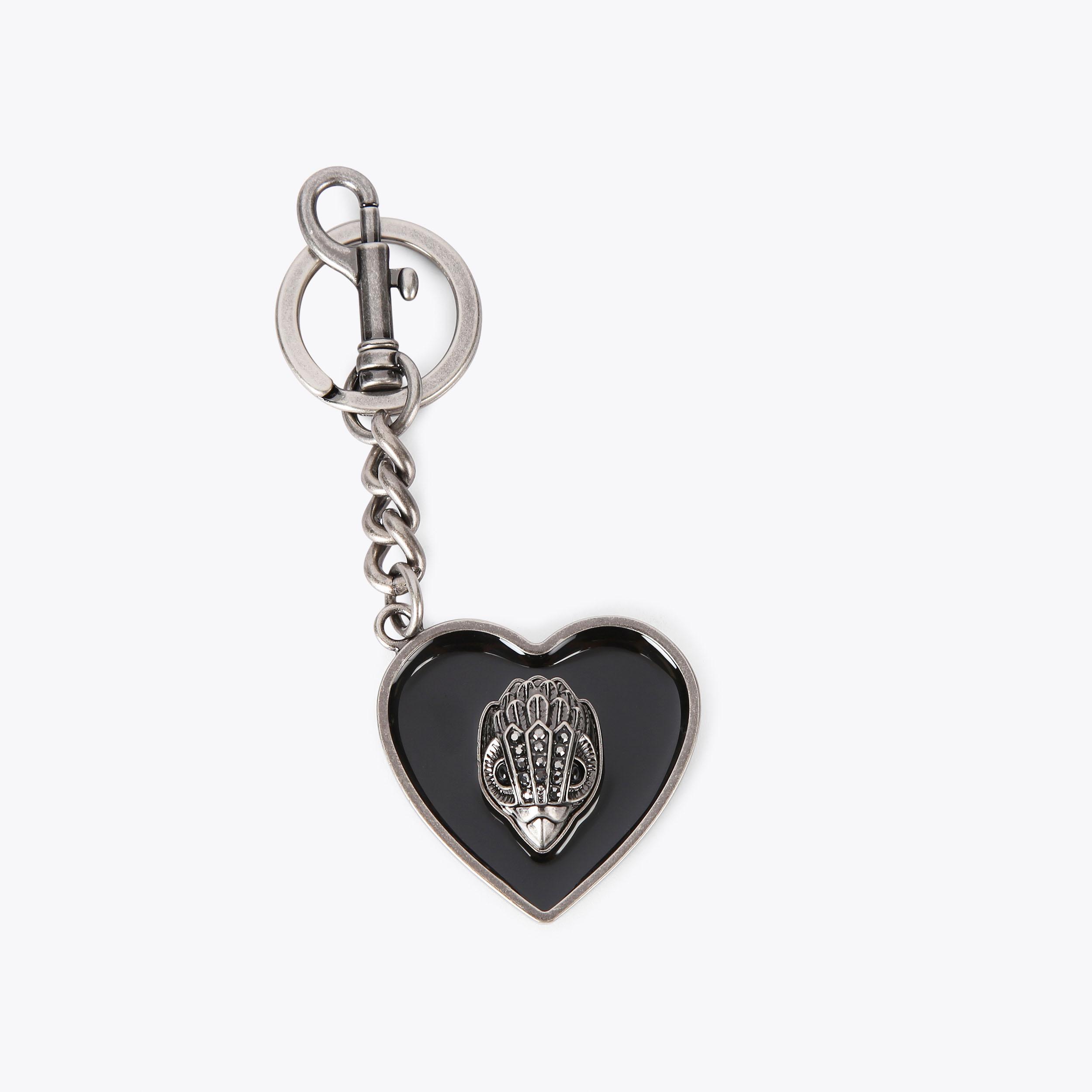ENAMEL HEART KEYRING Black Enamel Heart Keychain by KURT GEIGER LONDON