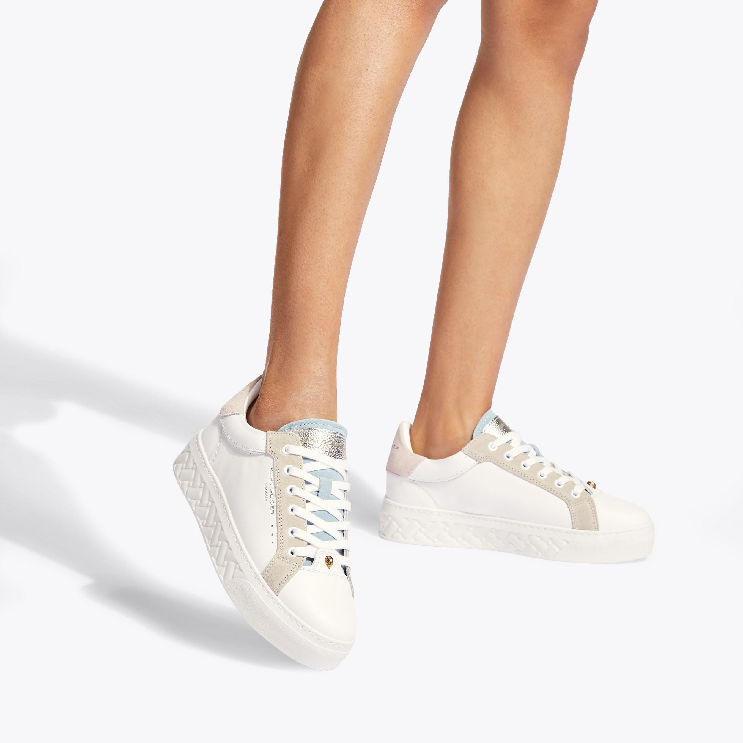 KENSINGTON CUPSOLE White Suede Leather Sneakers by KURT GEIGER LONDON
