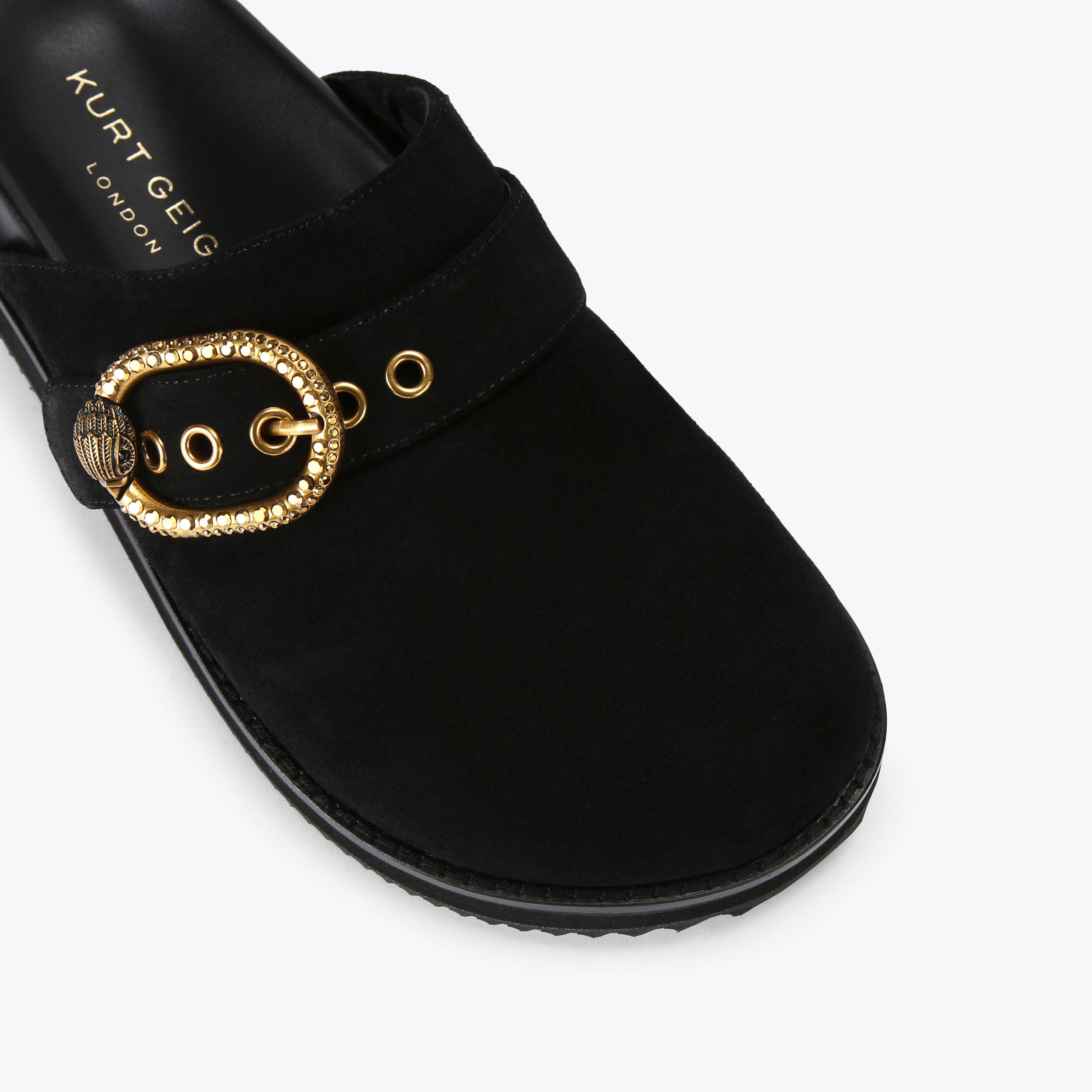 MAYFAIR CASUAL FLAT MULE Black Slip On Shoes by KURT GEIGER LONDON