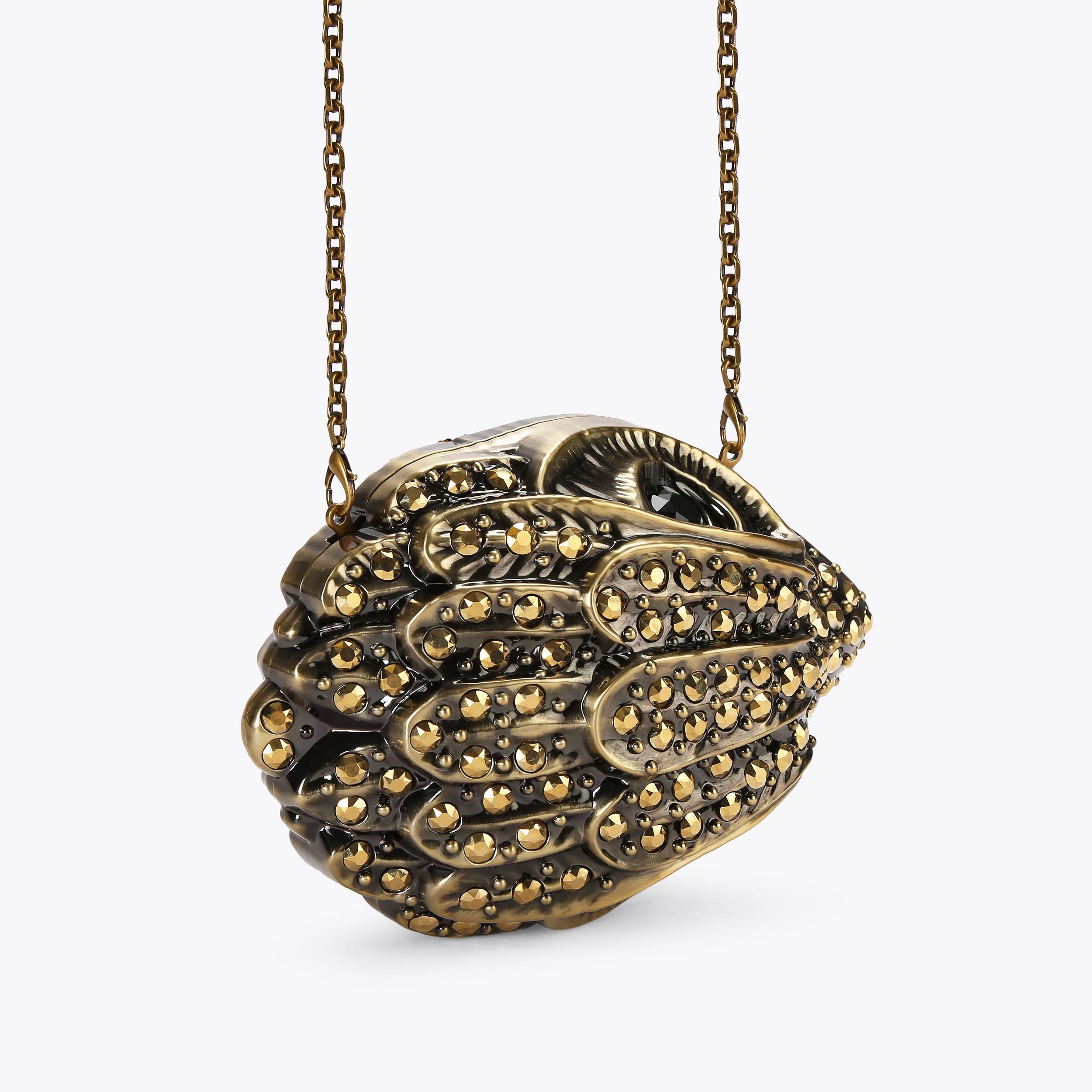 EAGLE CLUTCH Gold Eagle Head Clutch Bag by KURT GEIGER LONDON