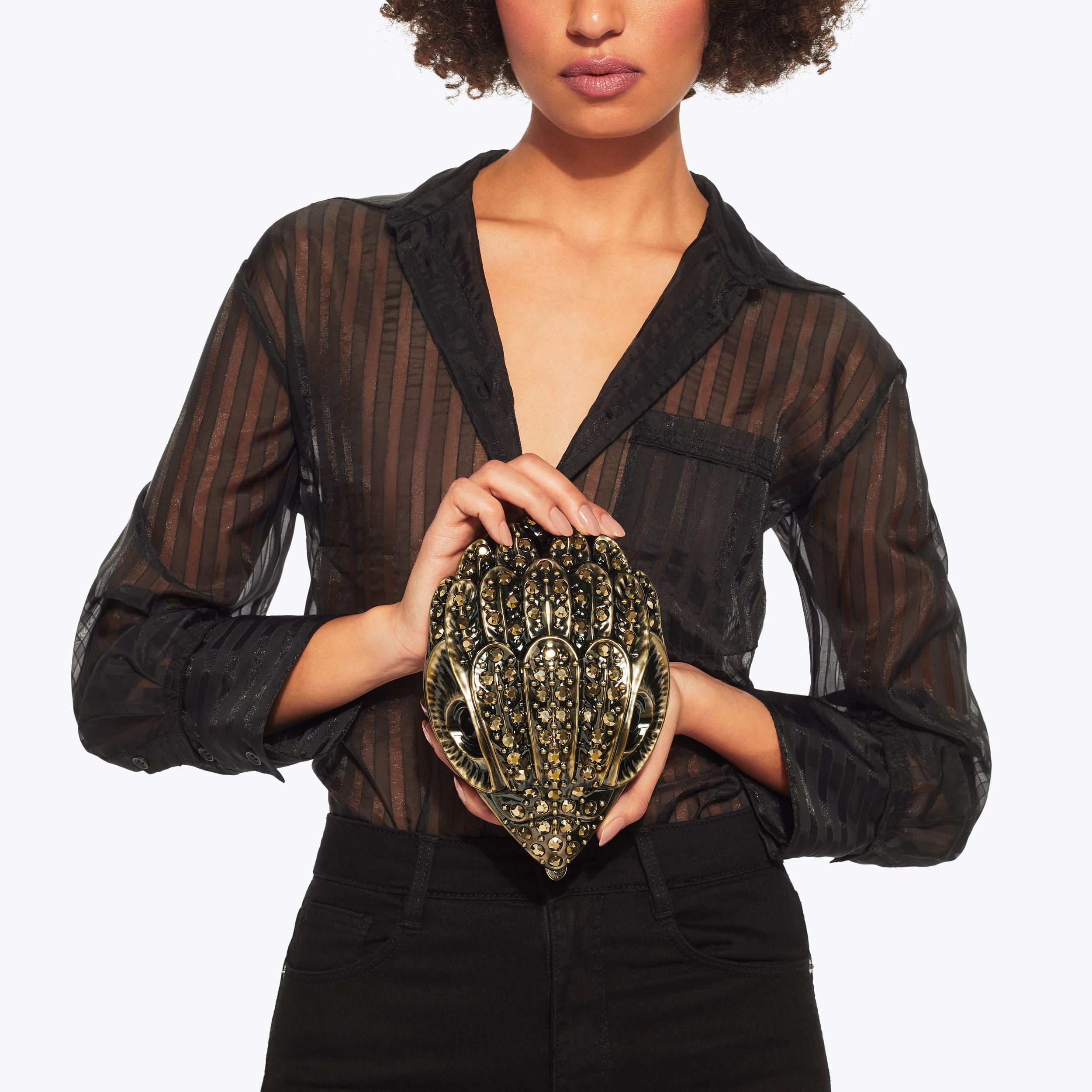 EAGLE CLUTCH Gold Eagle Head Clutch Bag by KURT GEIGER LONDON