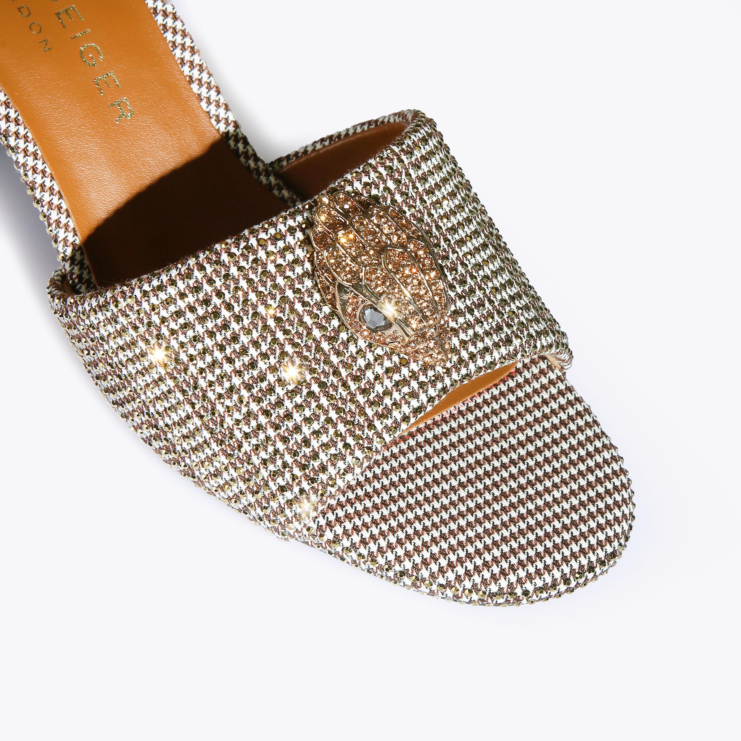 KENSINGTON BLOCK SANDAL S Houndstooth Fabric Heel by KURT GEIGER LONDON