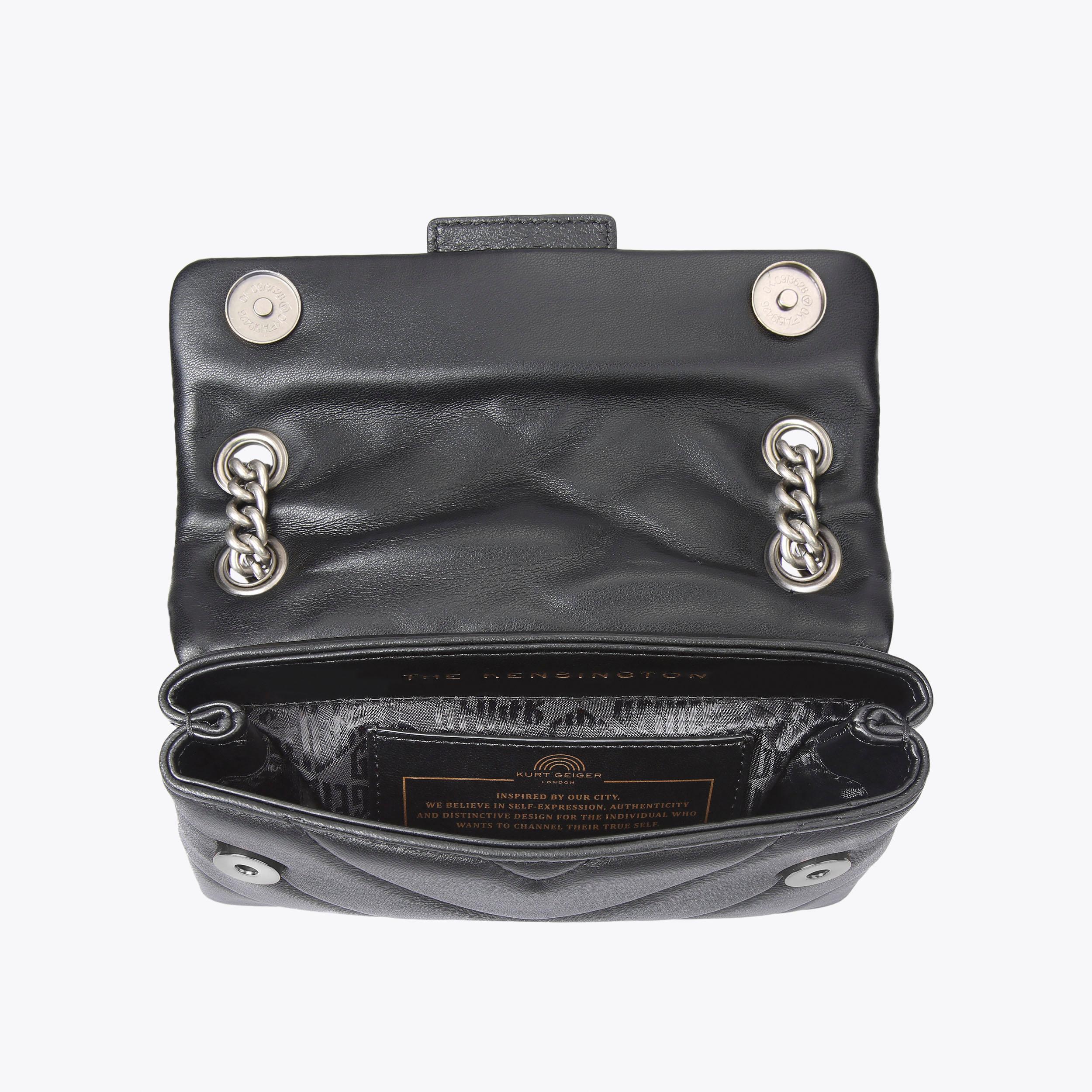 MINI KENSINGTON X BAG Black Quilted Leather Mini Purse by KURT GEIGER ...