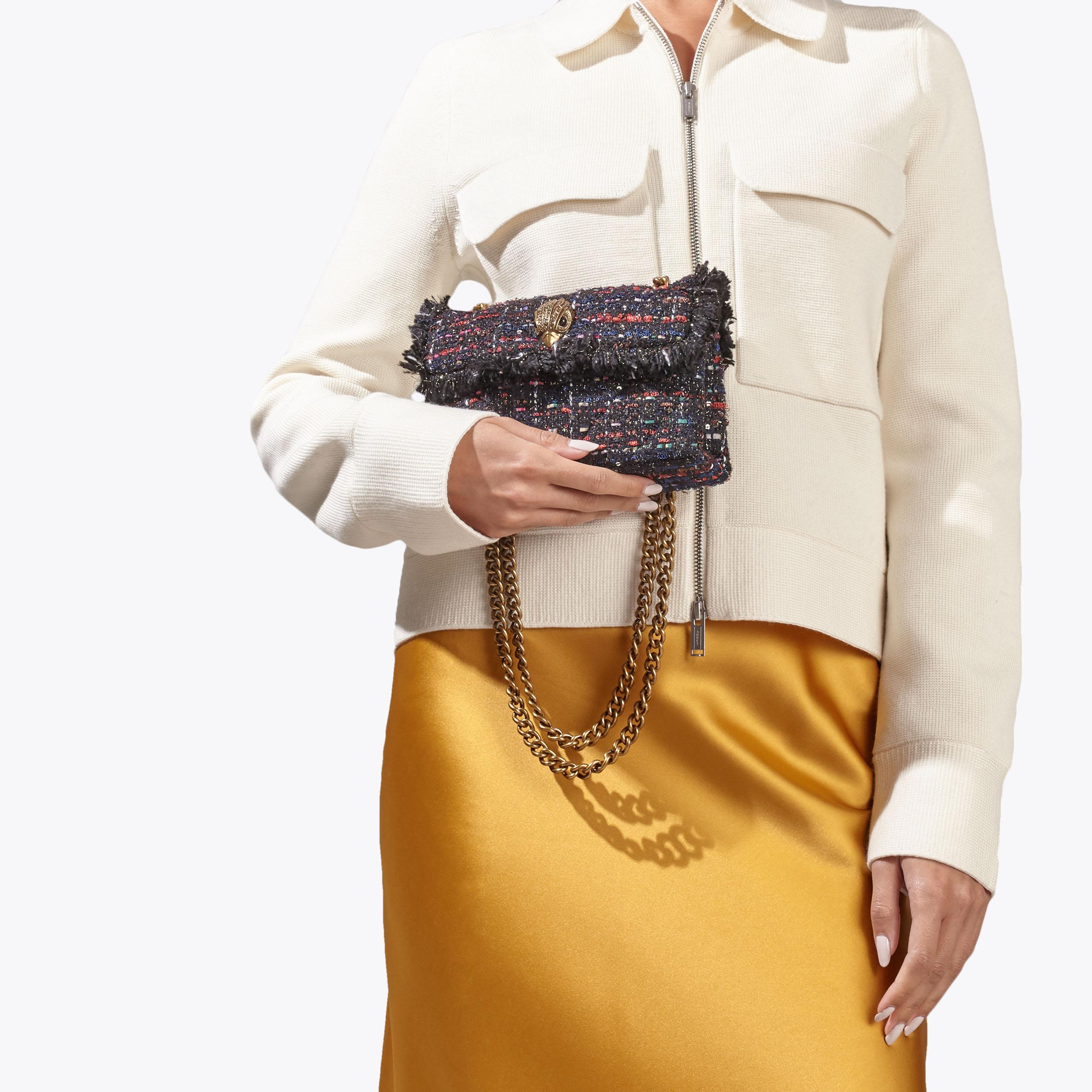 TWEED MINI KENSINGTON X Red Tweed Mini Shoulder Bag by KURT GEIGER LONDON