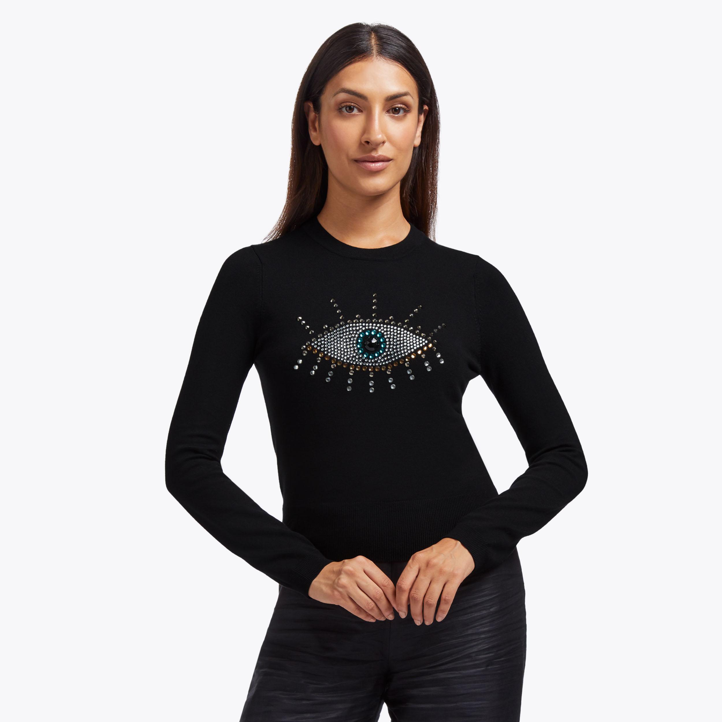 EVIL EYE JUMPER Black Knitted Sweater by KURT GEIGER LONDON