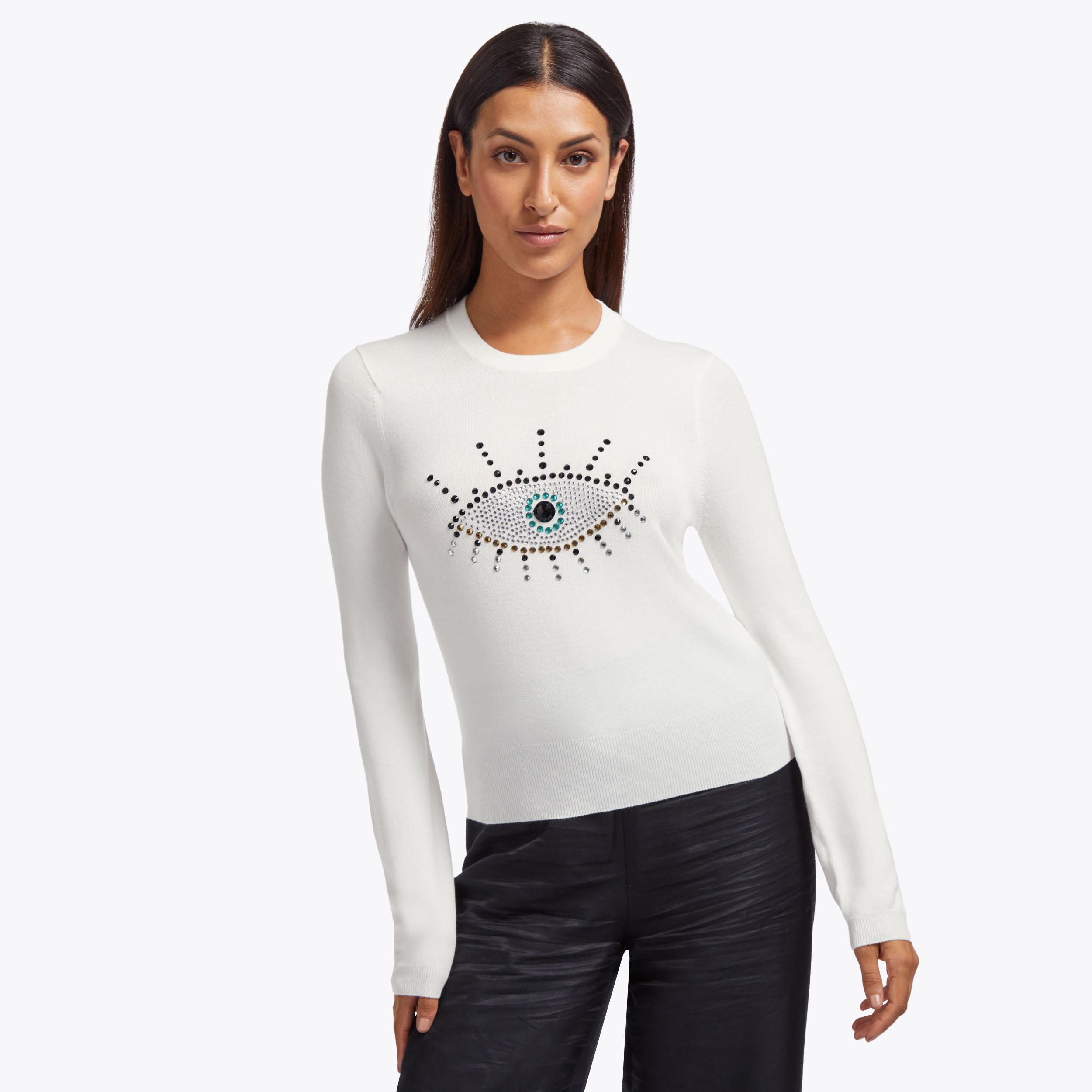 EVIL EYE JUMPER Bone Knitted Sweater by KURT GEIGER LONDON