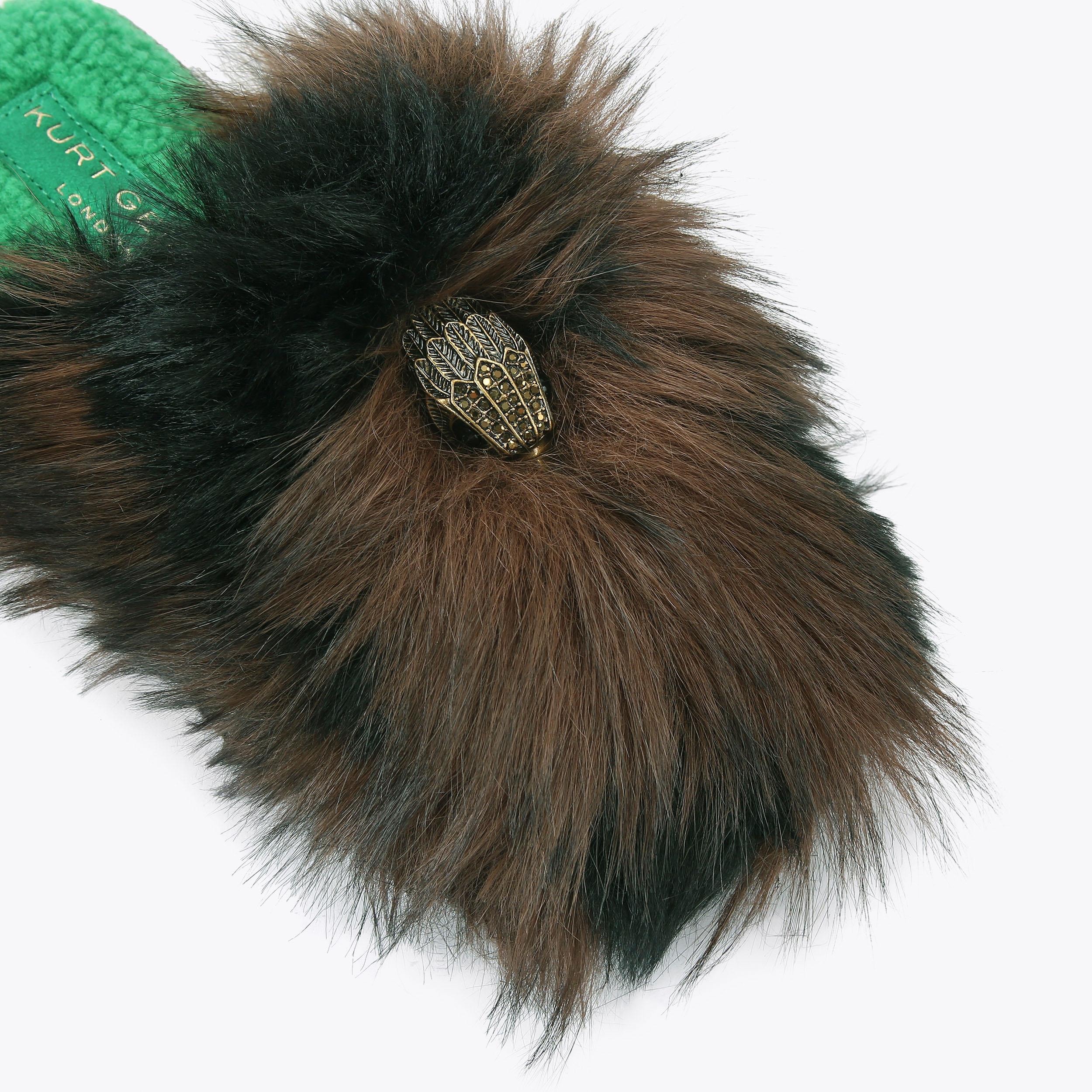 KENSINGTON SLIPPERS Brown Faux Fur Slippers by KURT GEIGER LONDON