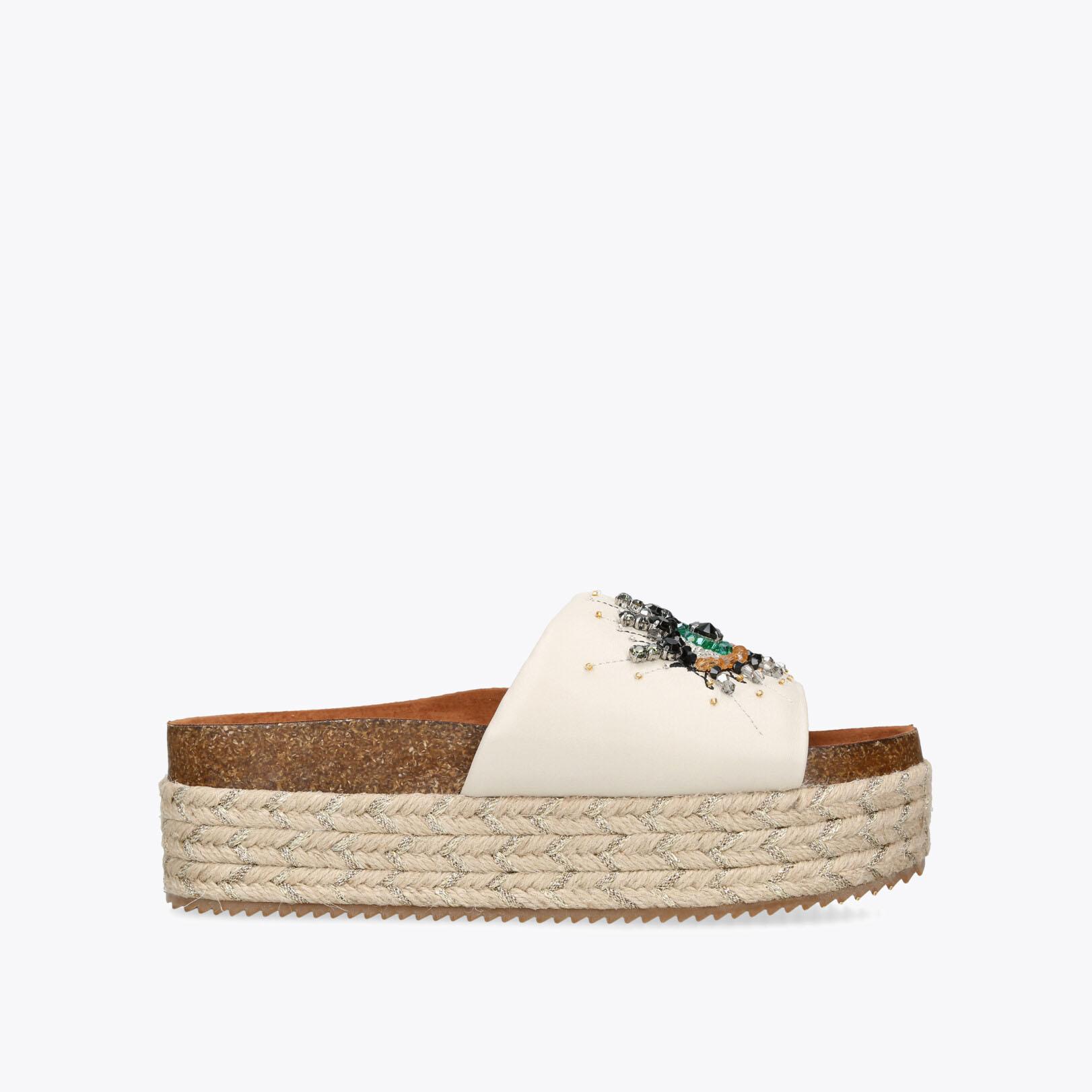Kensington Eye Flatform Bone Leather Slip On Sandals By Kurt Geiger London