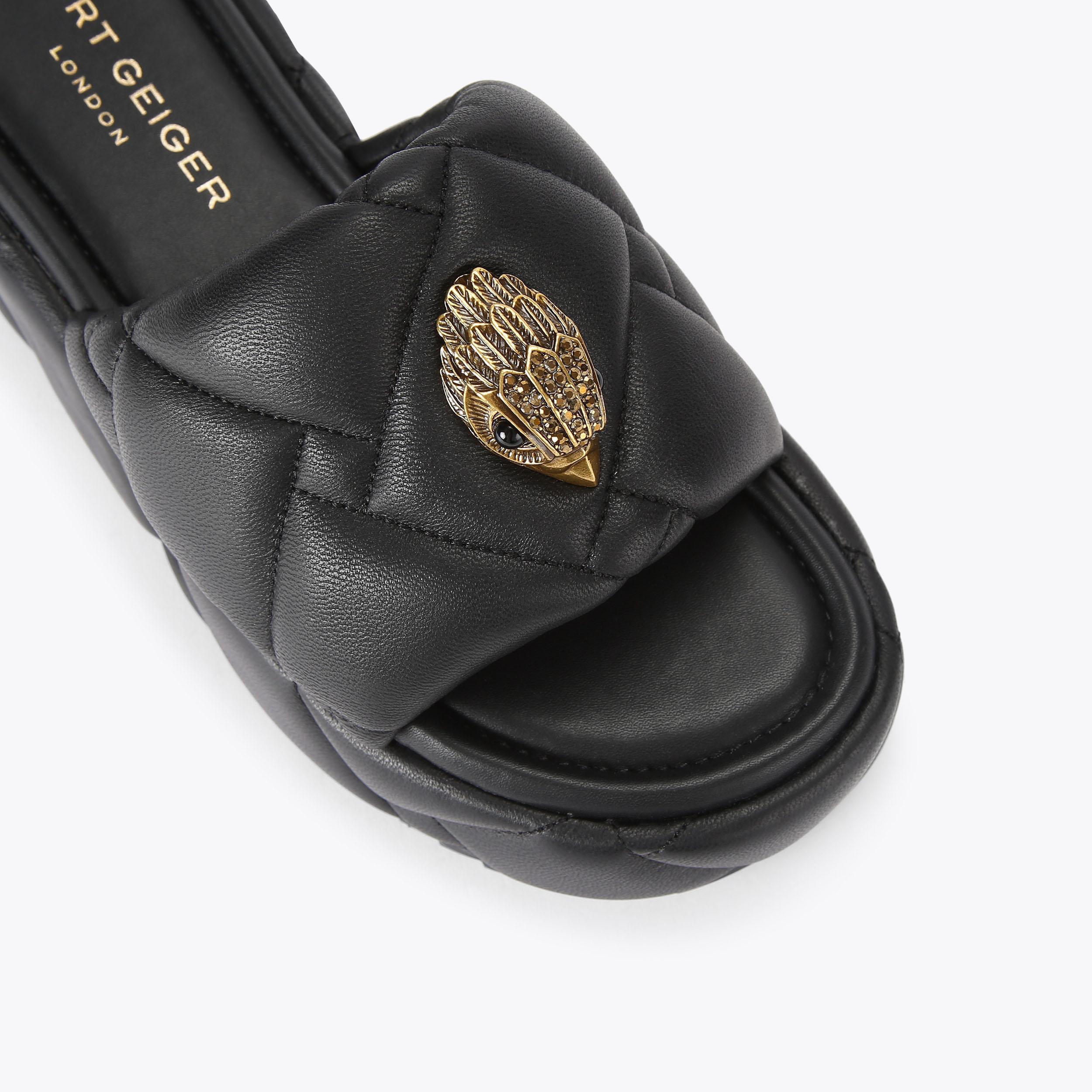 KENSINGTON PUFF FLATFORM Black Slip On Chunky Sandals by KURT GEIGER LONDON