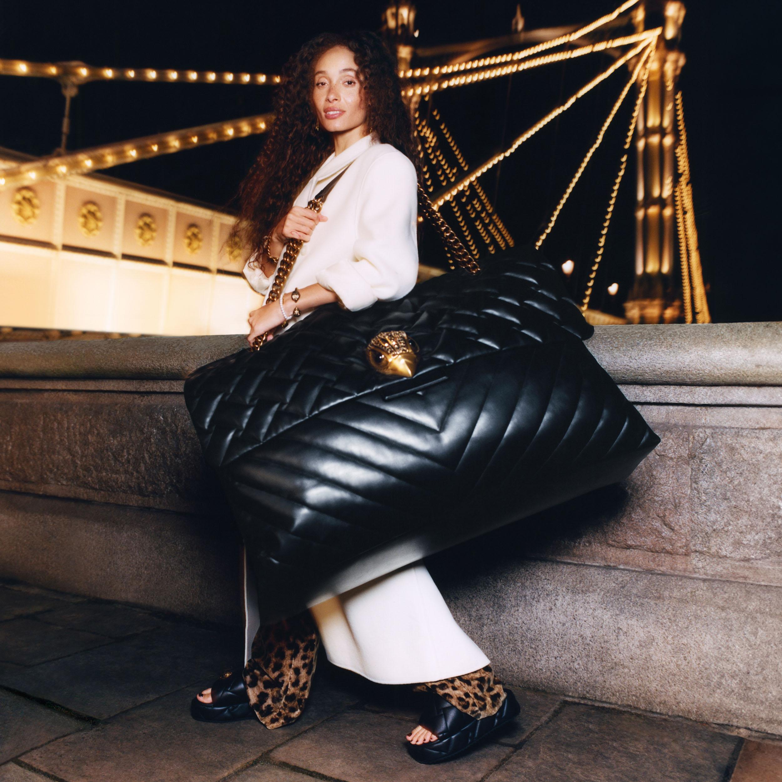 KENSINGTON PUFF FLATFORM Black Slip On Chunky Sandals by KURT GEIGER LONDON