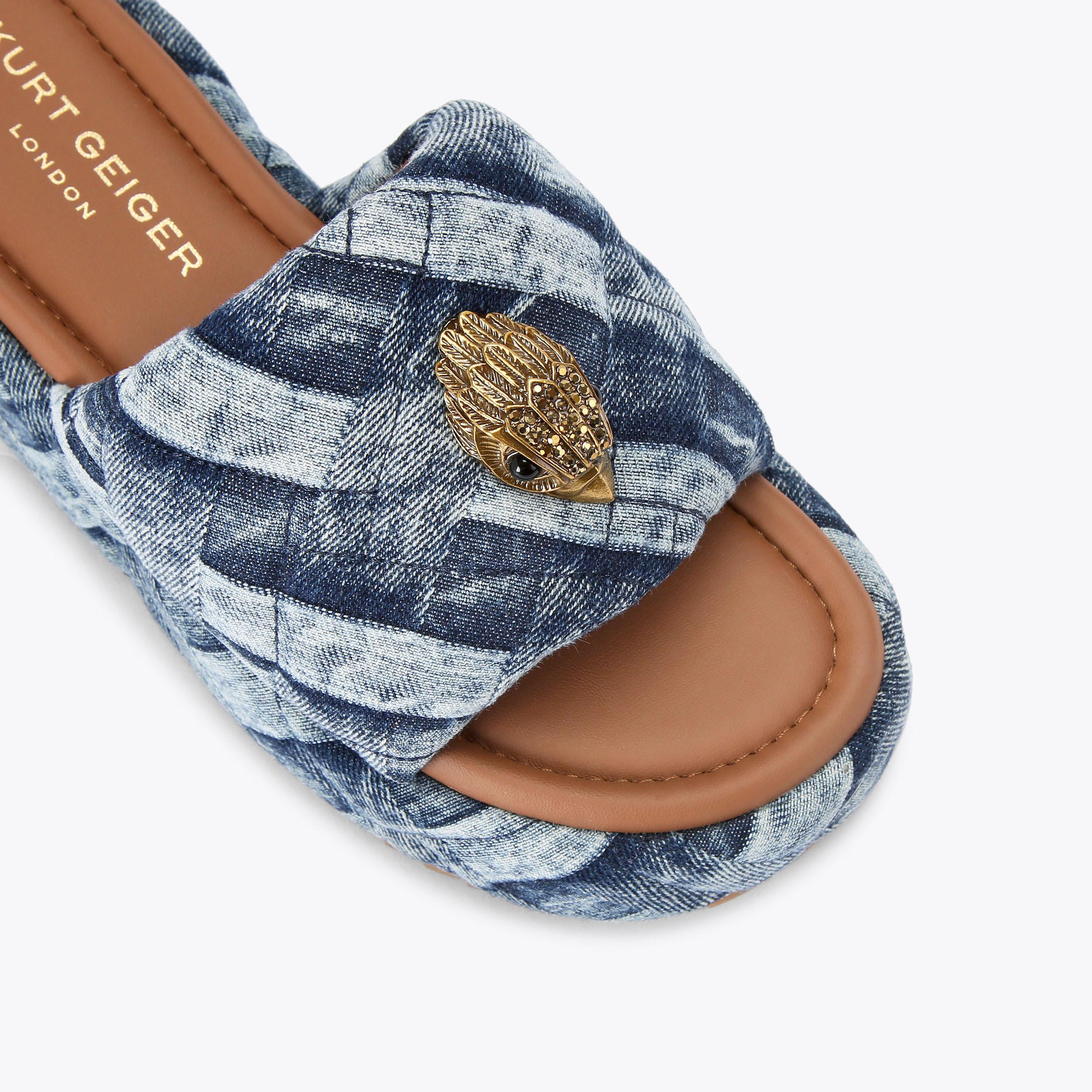 KENSINGTON PUFF FLATFORM Blue Denim Woven Chunky Sandal by KURT GEIGER ...