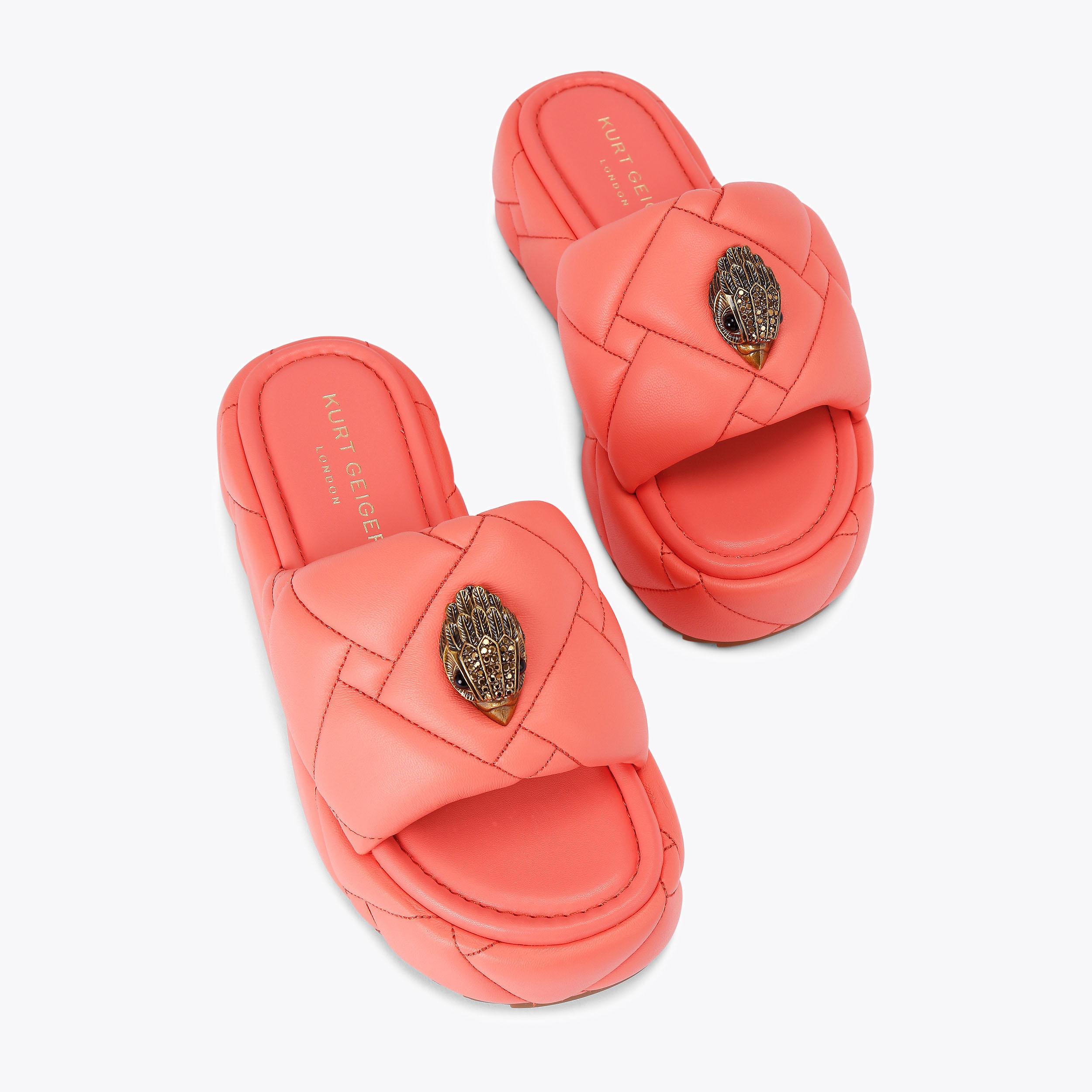 KENSINGTON PUFF FLATFORM Peach Leather Puff Chunky Sandal by KURT ...
