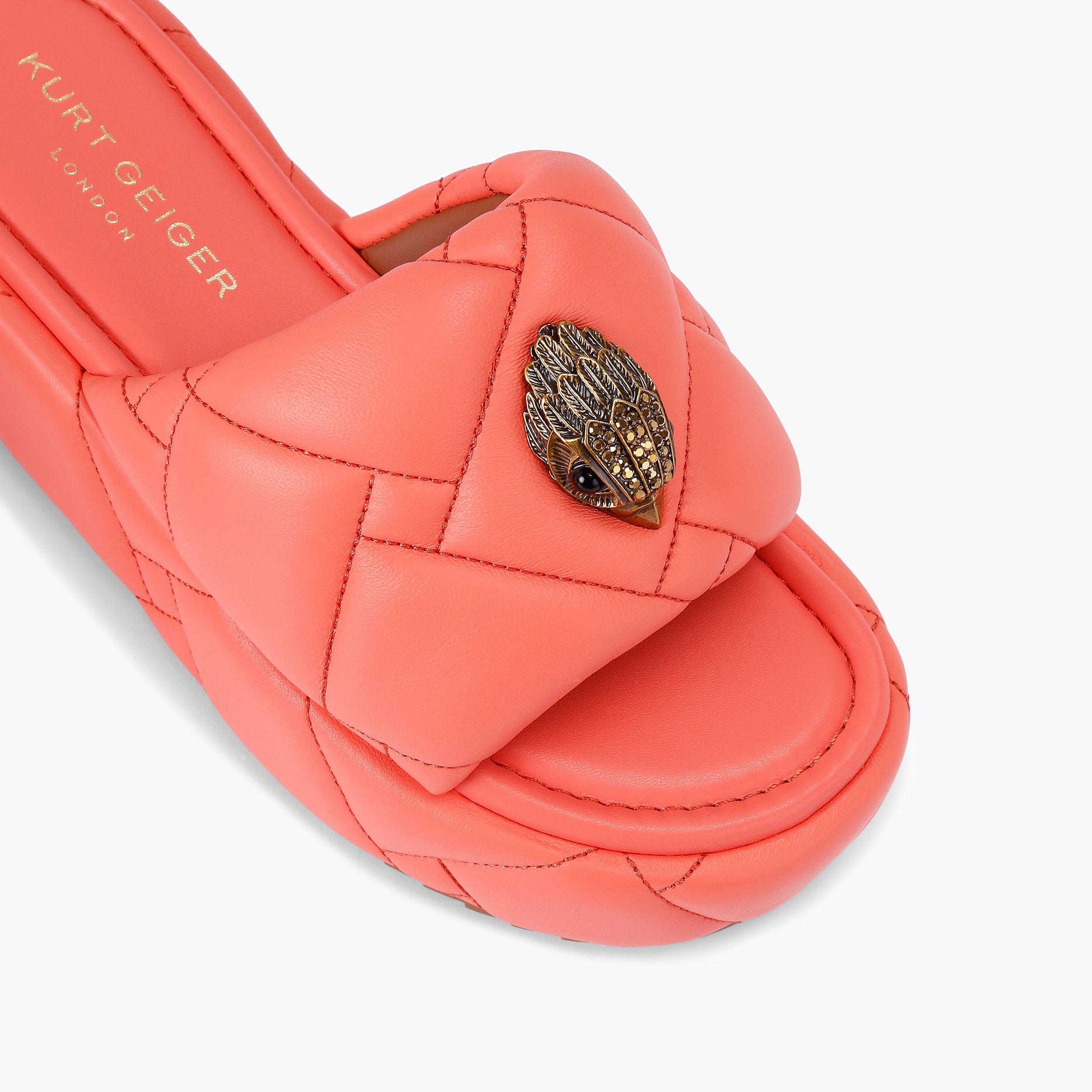 KENSINGTON PUFF FLATFORM Peach Leather Puff Chunky Sandal by KURT ...
