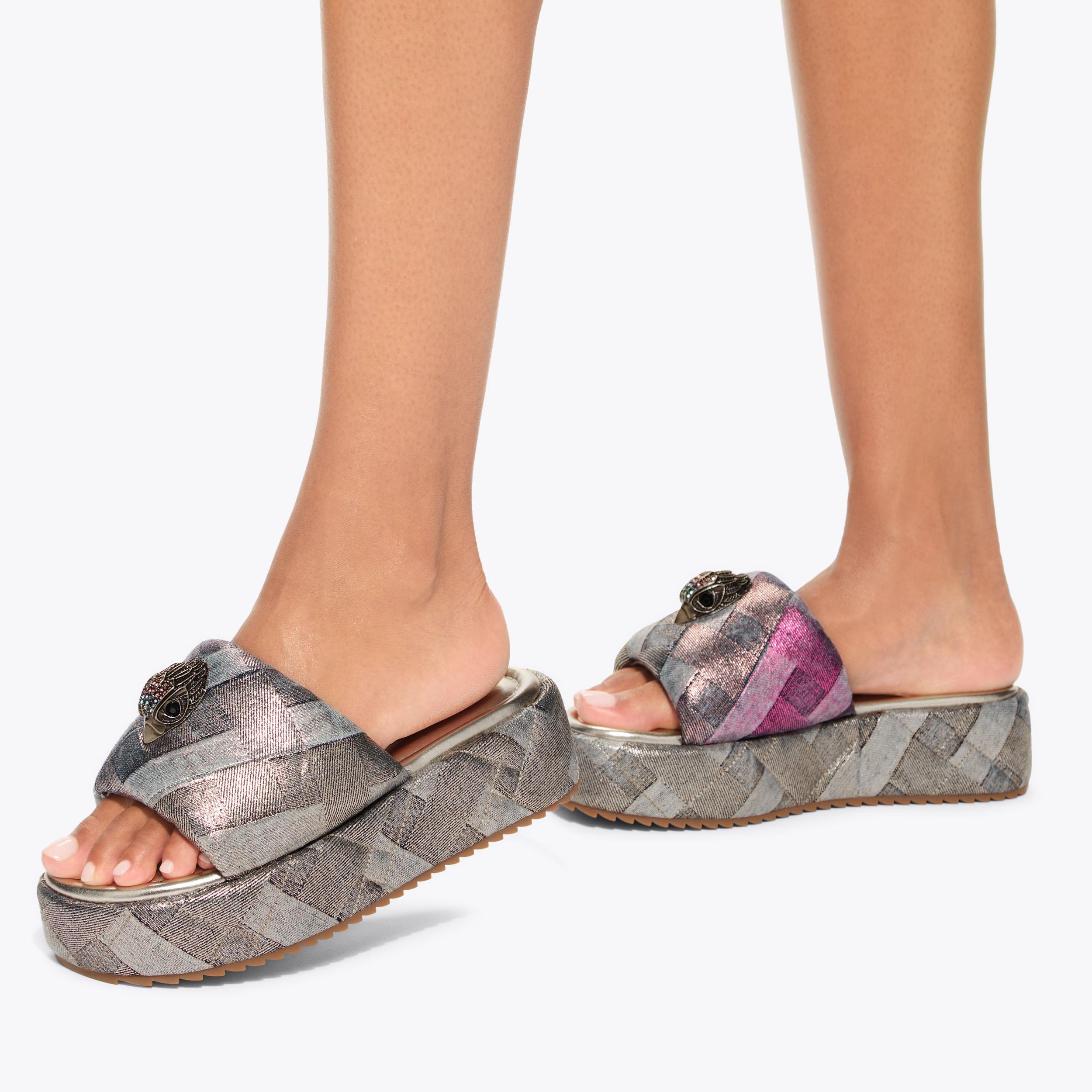 KENSINGTON PUFF FLATFORM Metallic Gold Slip On Sandal by KURT GEIGER LONDON