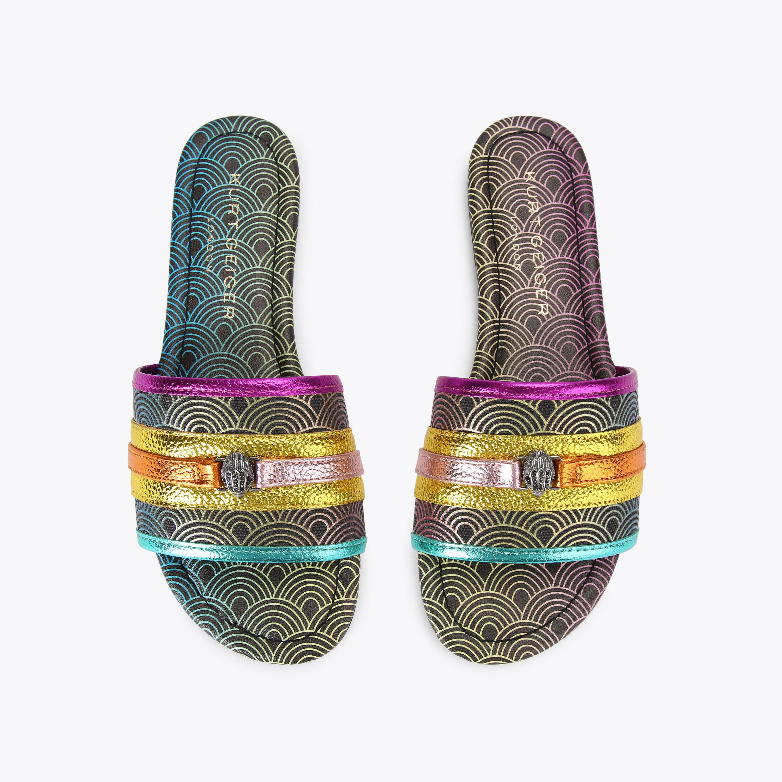 SOUTHBANK FLAT SANDAL Black Rainbow Sandals by KURT GEIGER LONDON