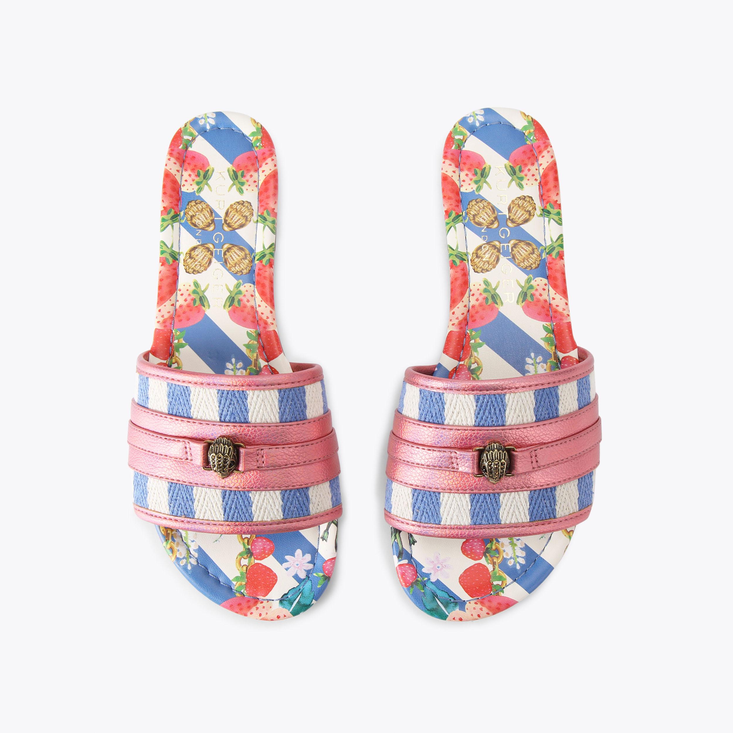 SOUTHBANK FLAT SANDAL Strawberry Blue Rattan Fabric Sandal by KURT ...