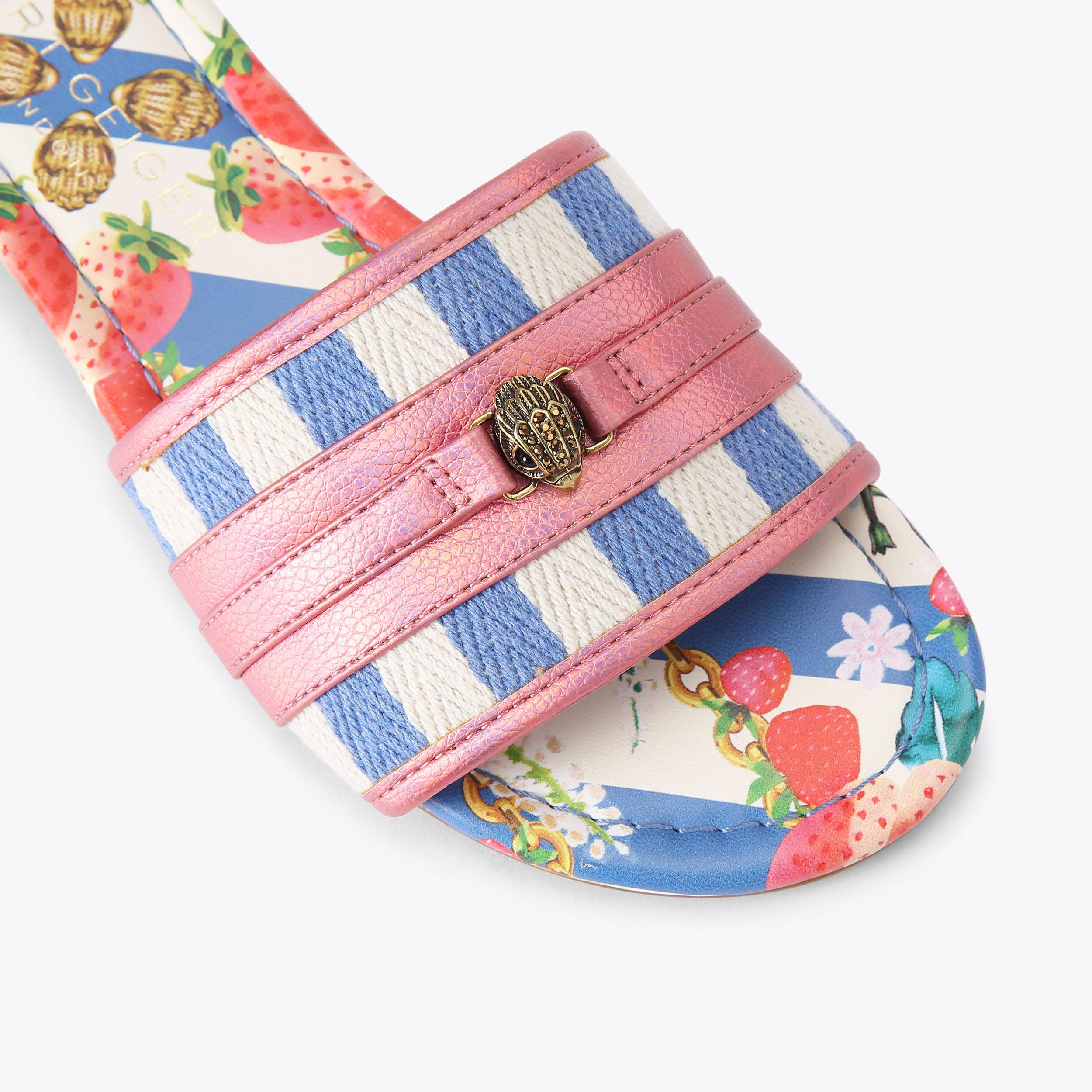 SOUTHBANK FLAT SANDAL Strawberry Blue Rattan Fabric Sandal by KURT ...