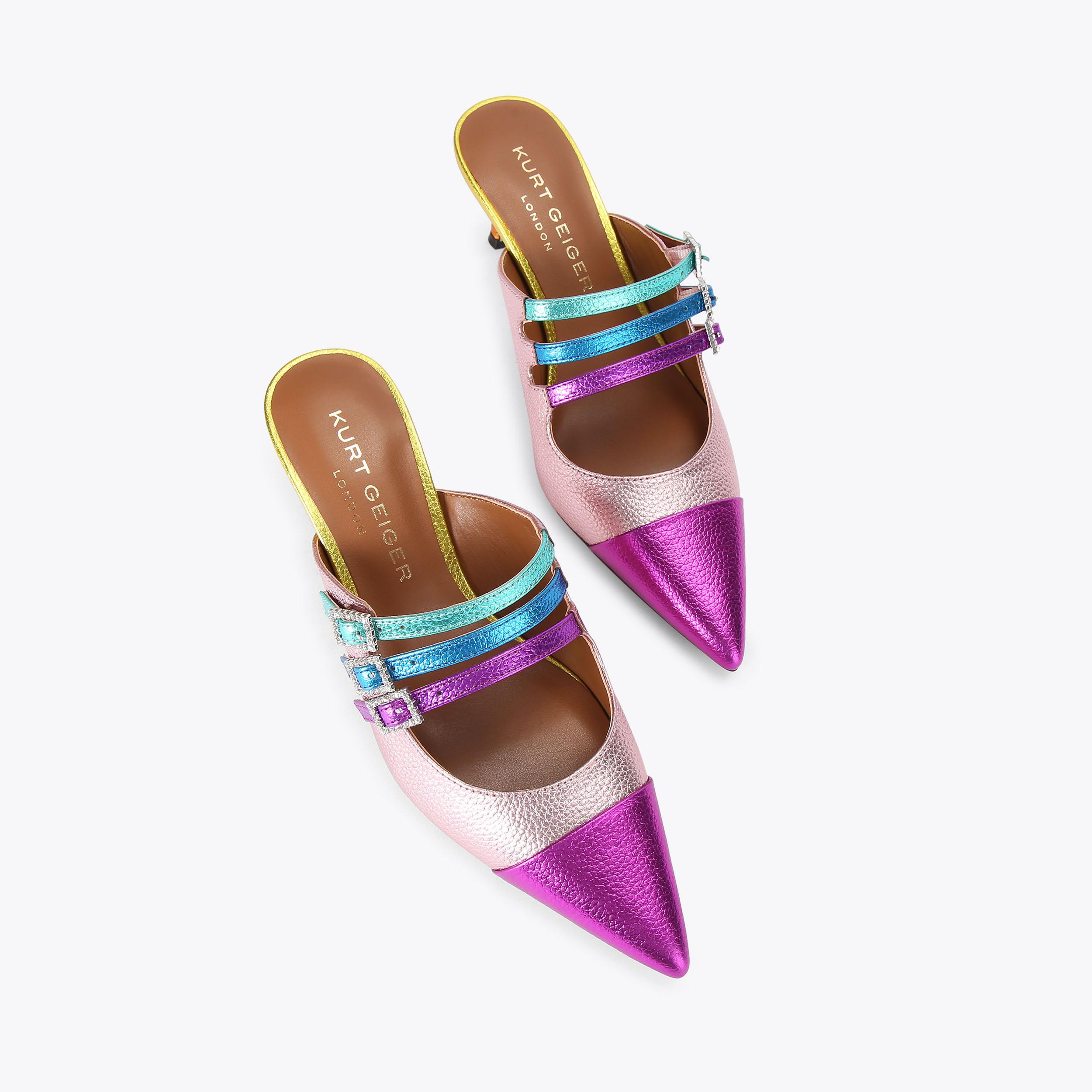 PIERRA MARY JANE MULE Rainbow Mule Heels by KURT GEIGER LONDON