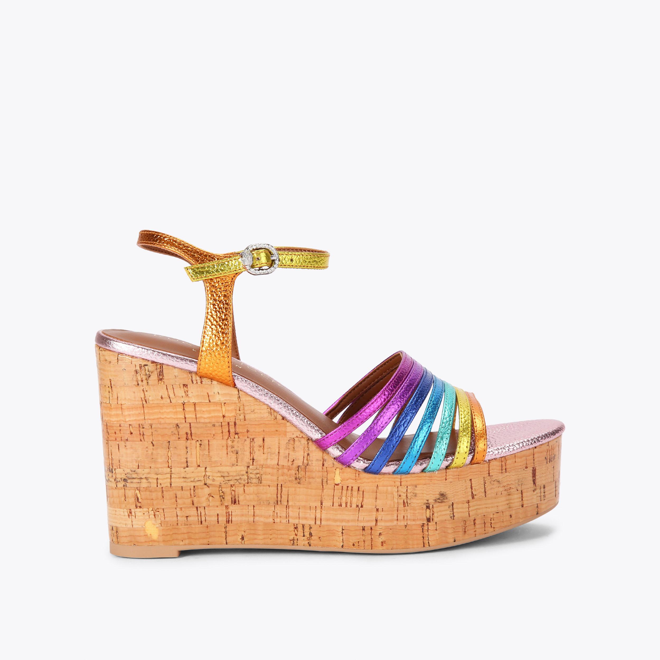 PIERRA CORK WEDGE Rainbow Leather Heels by KURT GEIGER LONDON