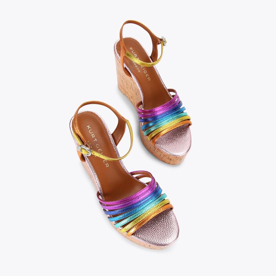 PIERRA CORK WEDGE Rainbow Leather Heels by KURT GEIGER LONDON PIERRA CORK WEDGE Rainbow Leather Heels by KURT GEIGER LONDON