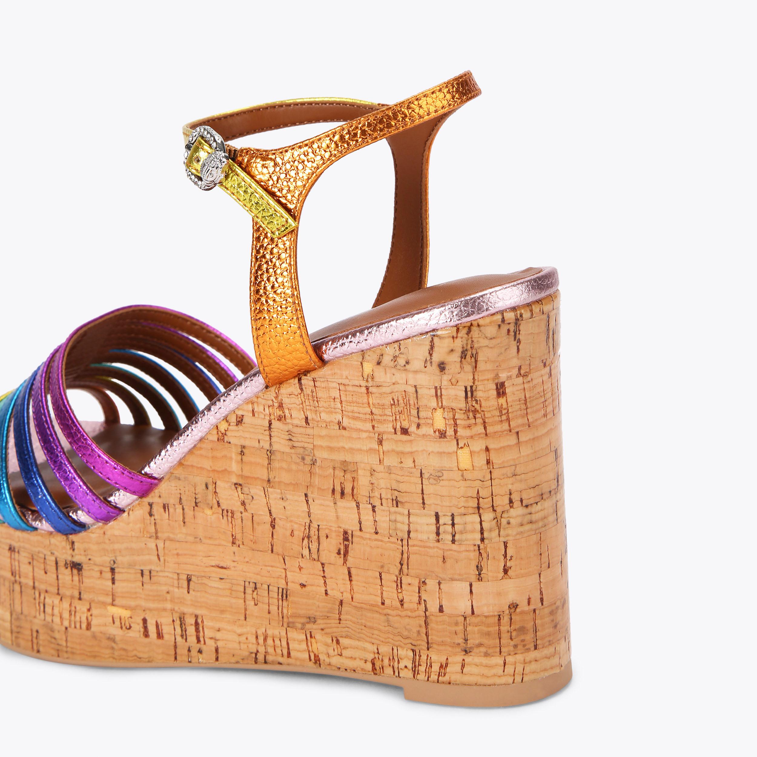 PIERRA CORK WEDGE Rainbow Leather Heels by KURT GEIGER LONDON