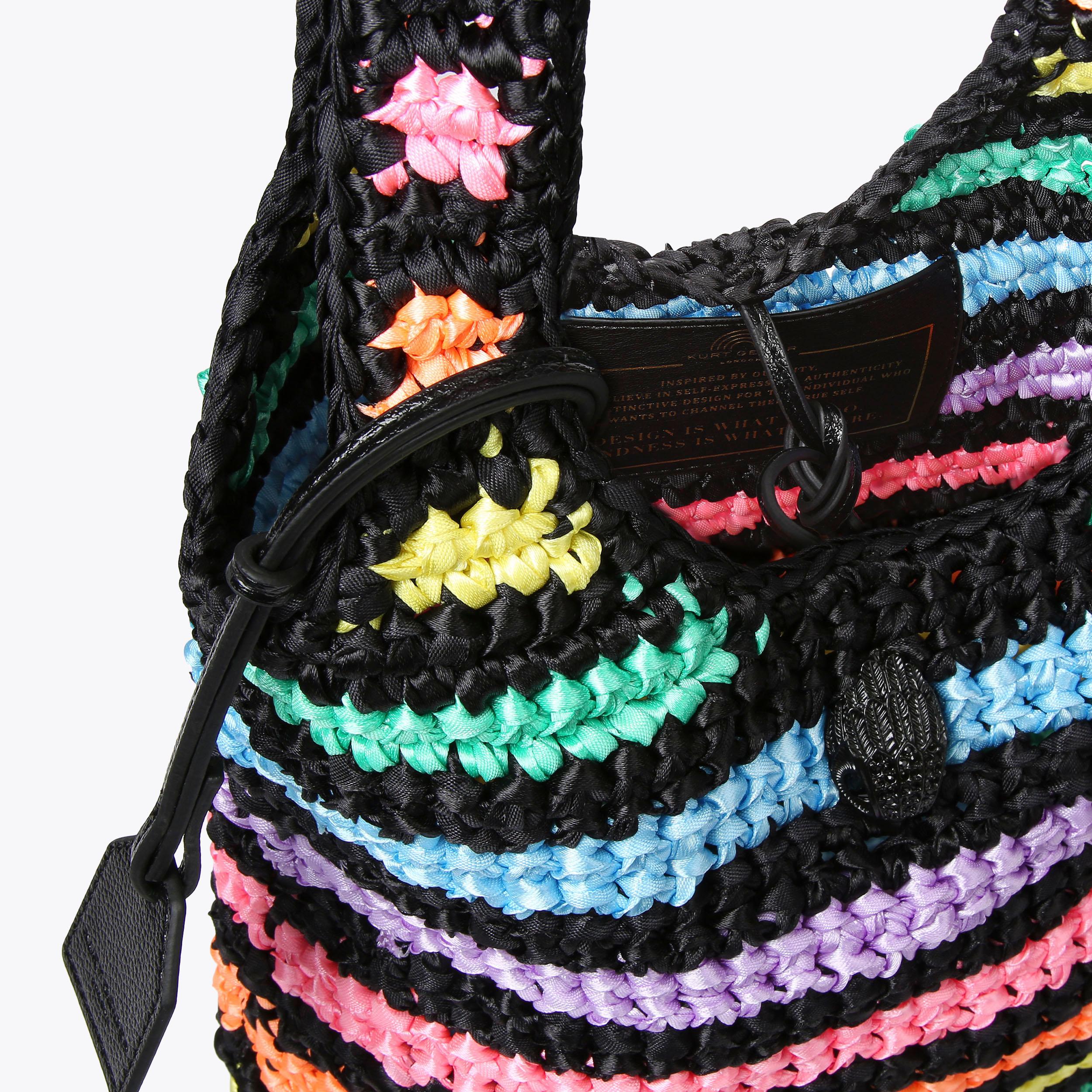 CROCHET TOTE Rainbow Stripe Tote Bag by KURT GEIGER LONDON