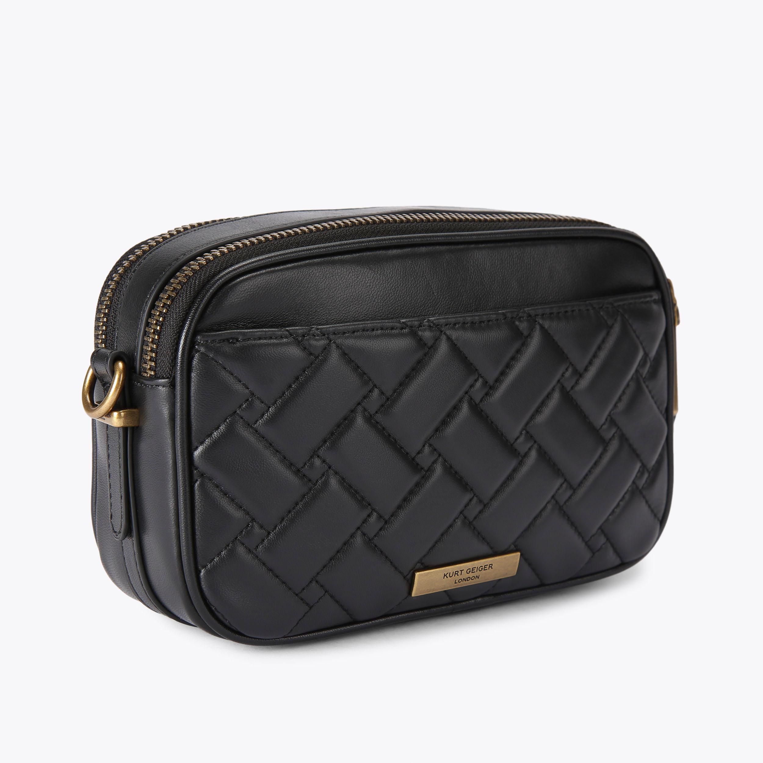 2ZIP KENSINGTON CAMERA Black Quilted Camera Purse by KURT GEIGER LONDON